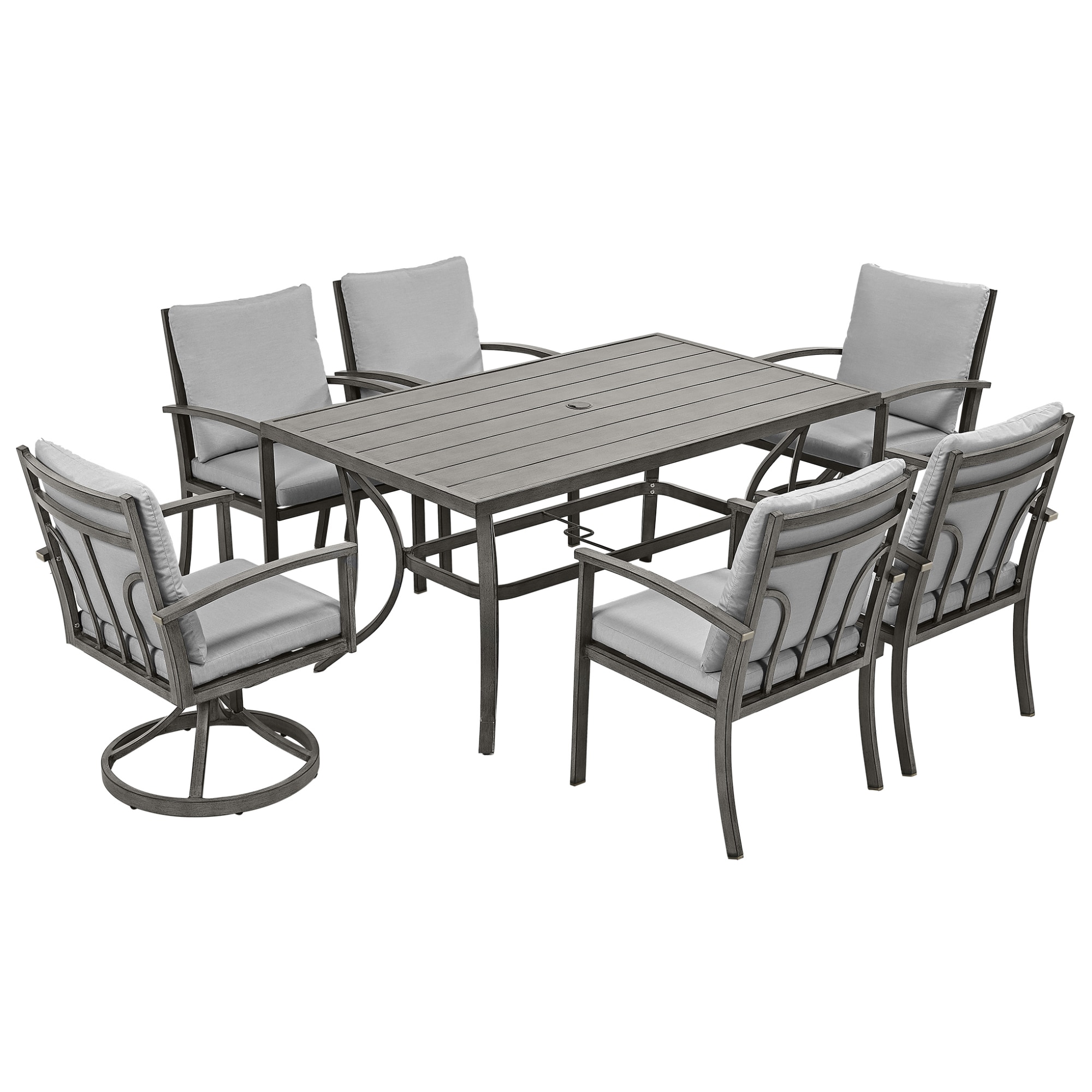 Urban Oasis 7 Patio Dining Set Aluminum Rectangle Table with 6 Cushions ...