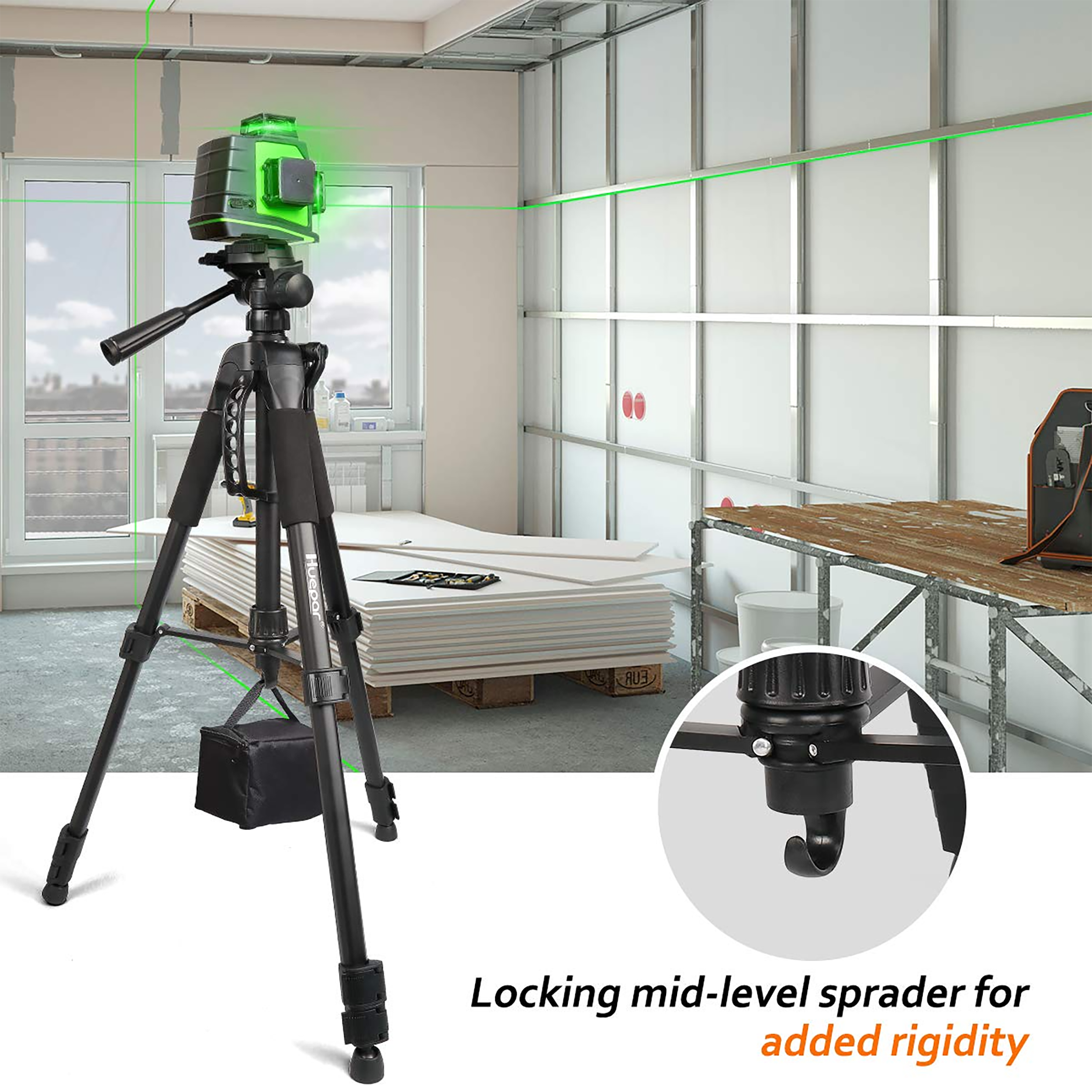 Huepar Aluminum Telescoping Laser Level Tripod (Extends 1.43-m) TPD14 ...