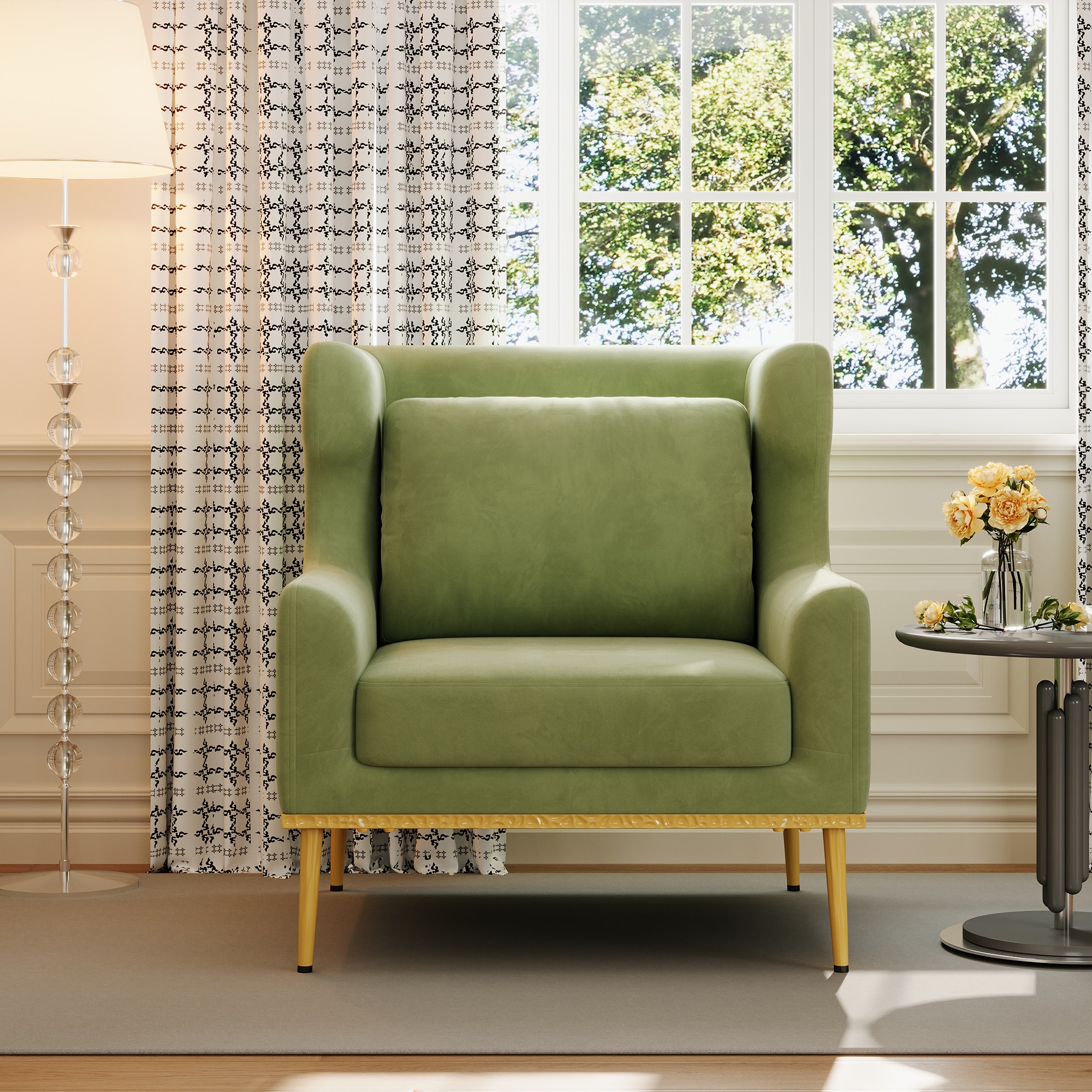 ModernLuxe Assembly Required Modern Armchair Velvet Accent Chair ...
