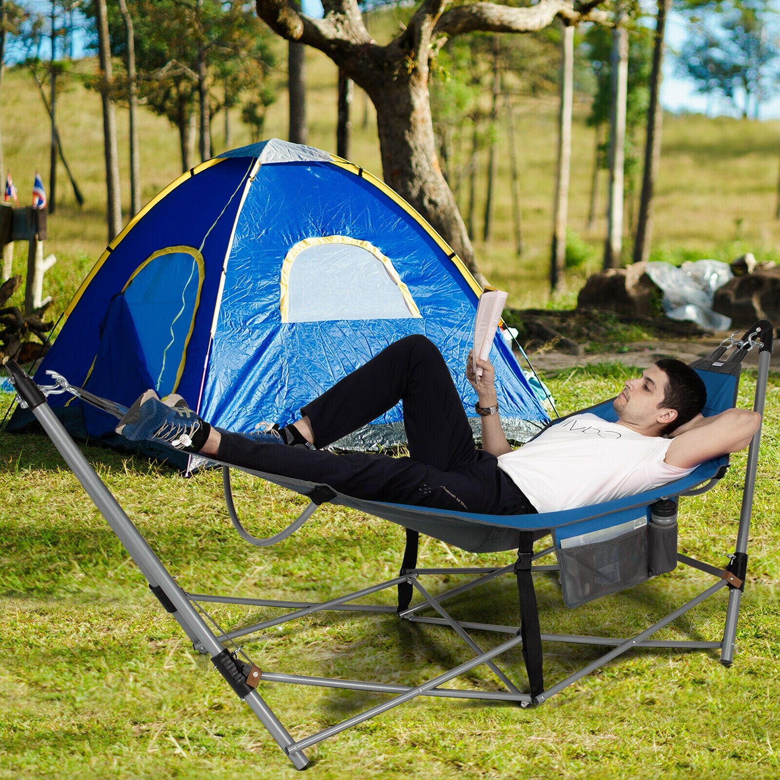 Slickblue Portable Folding Hammock with Storage Pocket - Outdoor Modern ...