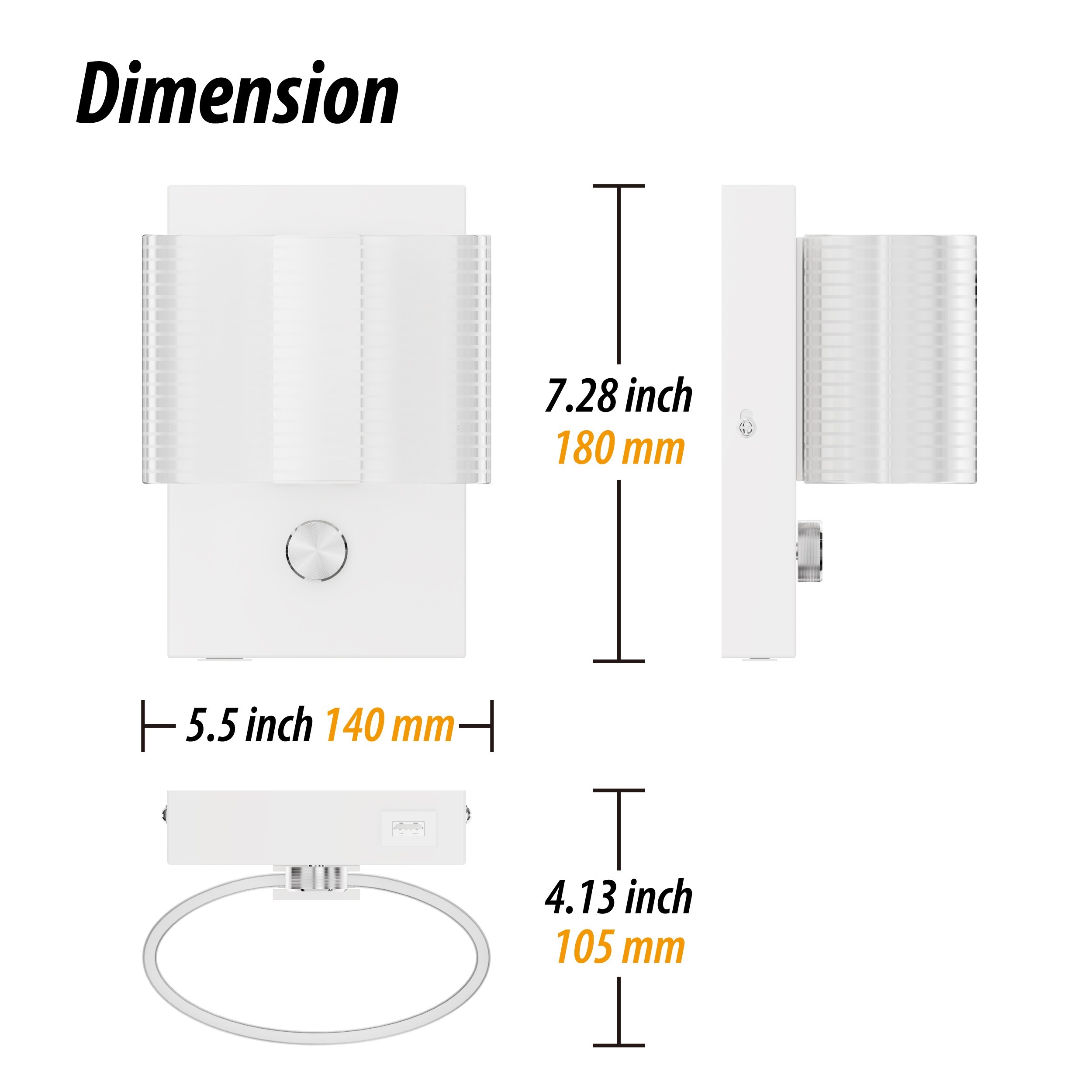 URSOLA LED Wall Sconce 5.5-in 1 Light Polished White Integrated LED ...