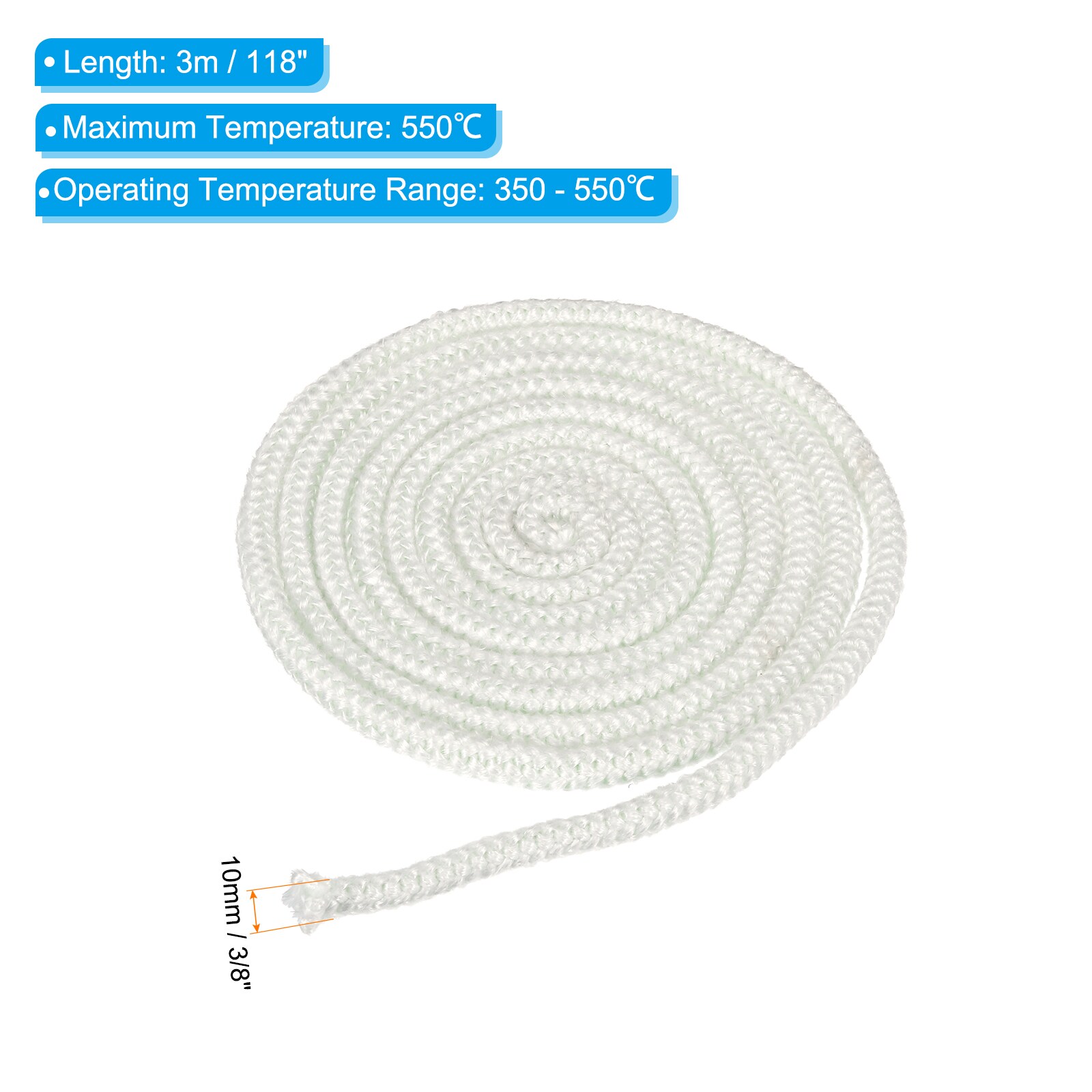 PATIKIL 3/8 inchx 118 inch Wood Stove Gasket/Fiberglass Round High ...