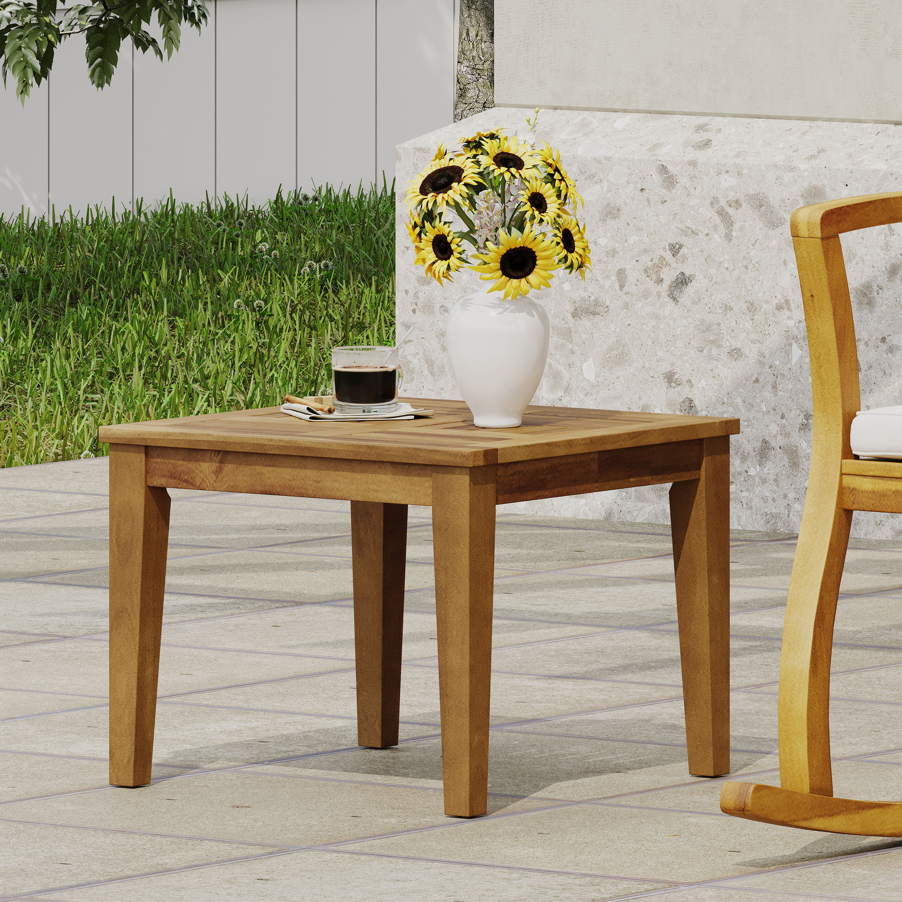 AHIOU HOME Ventura Square Outdoor End Table 20-in W x 20-in L in the ...