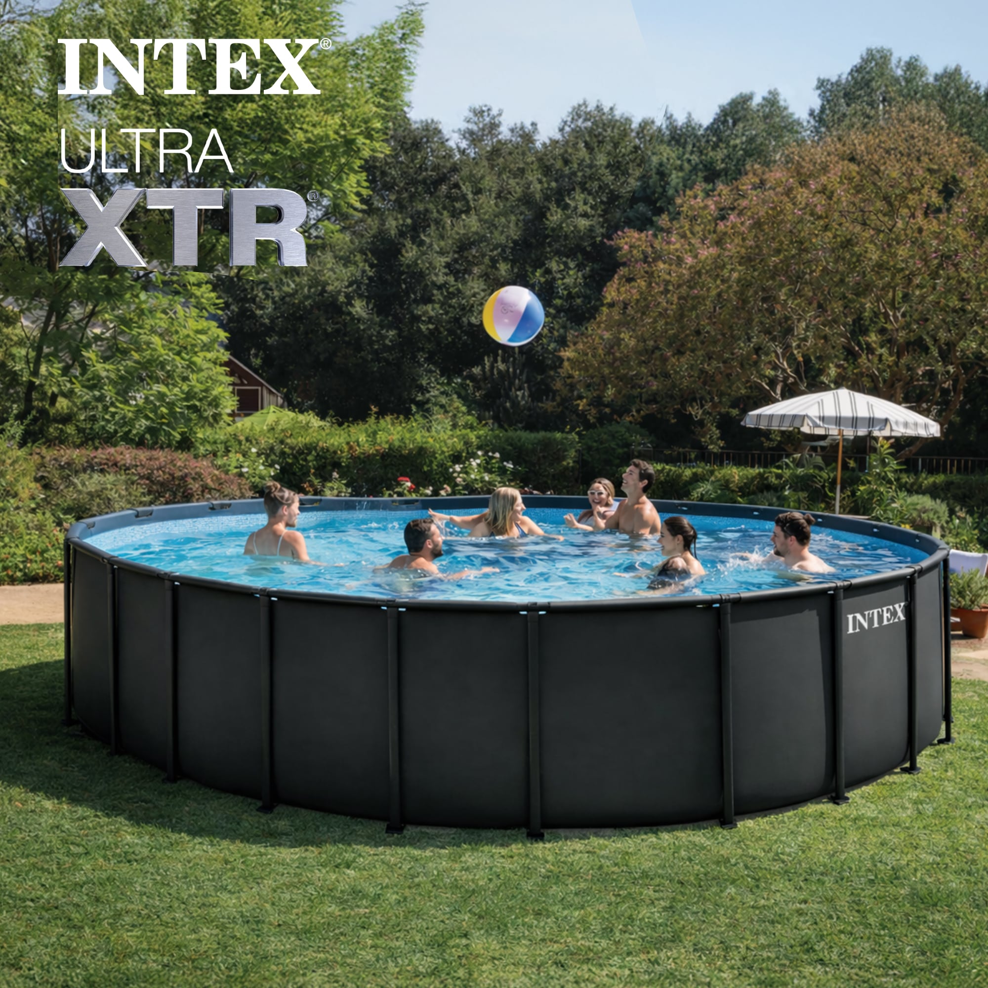 Intex Ultra XTR 24ft x 52in Round Frame Above Ground Swimming Pool Set ...