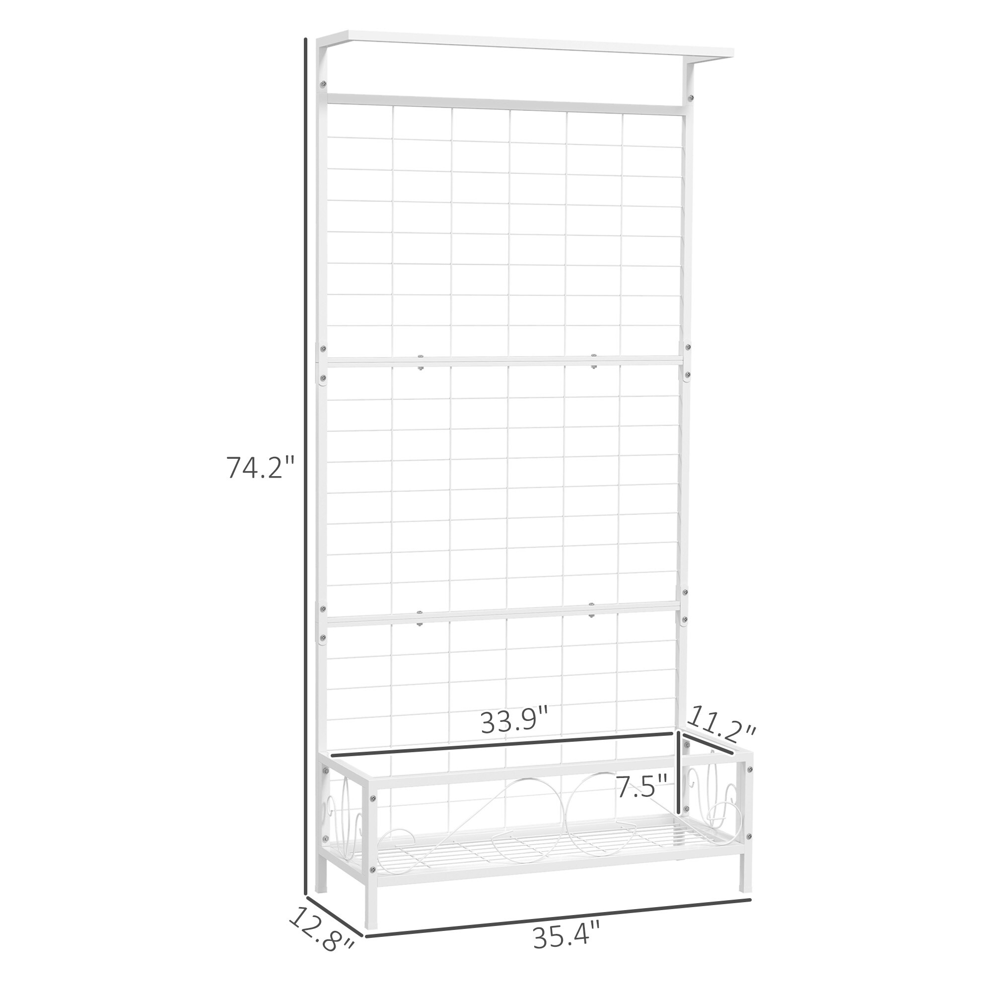 Watnature White Plant Holder Metal Tall Plant Stand with Trellis and ...