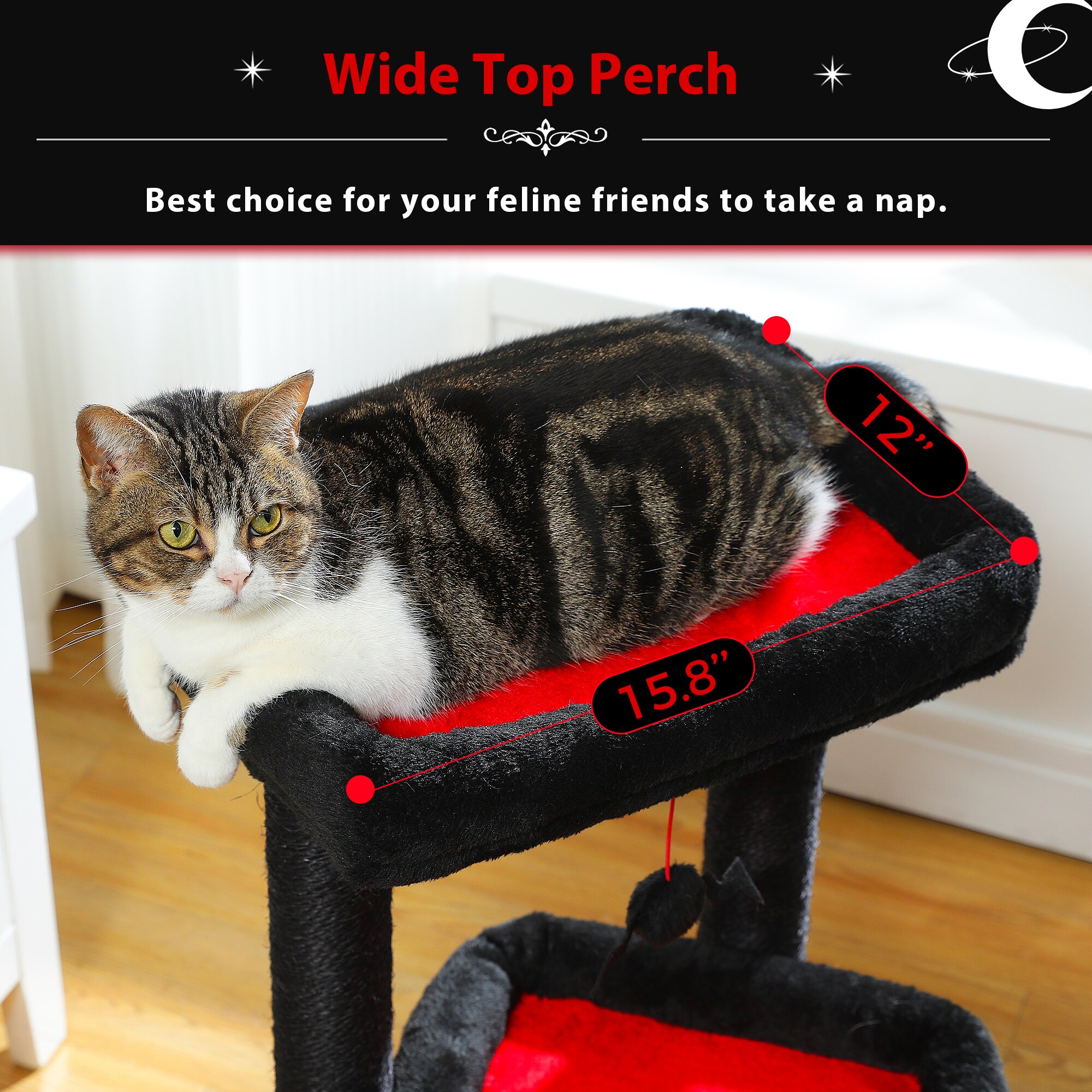 Cenadinz Black Gothic Cat Tree 26.7 Inch Cat Tower with Private Condo ...