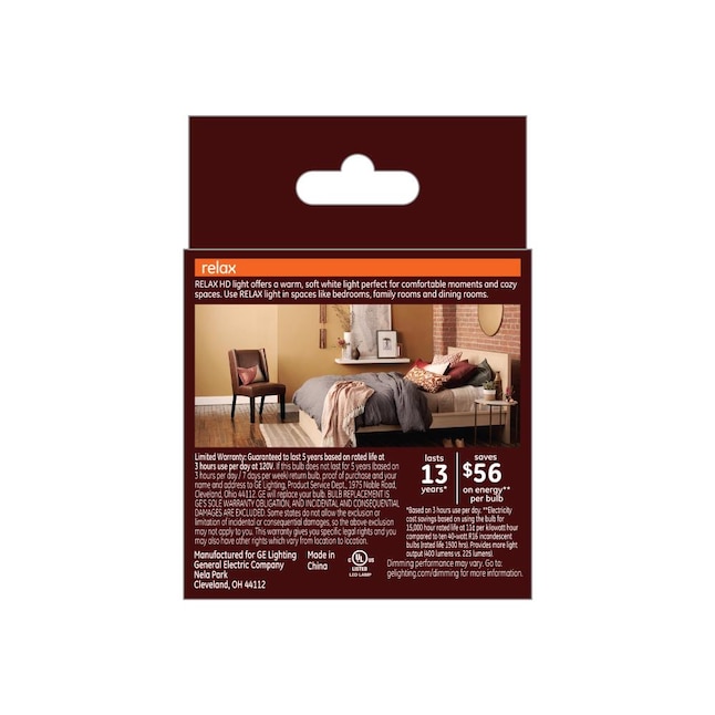 GE Relax 40-Watt EQ Soft White Medium Base (E-26) Dimmable Light Bulb ... GE Relax 40-Watt EQ Soft White Medium Base (E-26) Dimmable Light Bulb ...