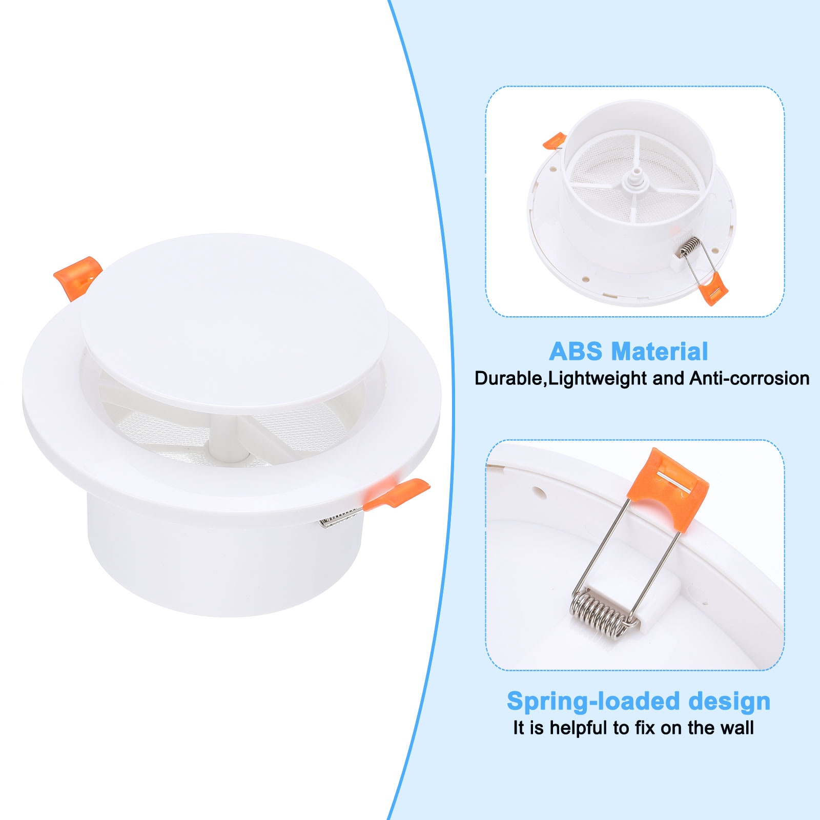 PATIKIL 4-Inch Round Air Vent Spring Loaded ABS Adjustable Soffit ...