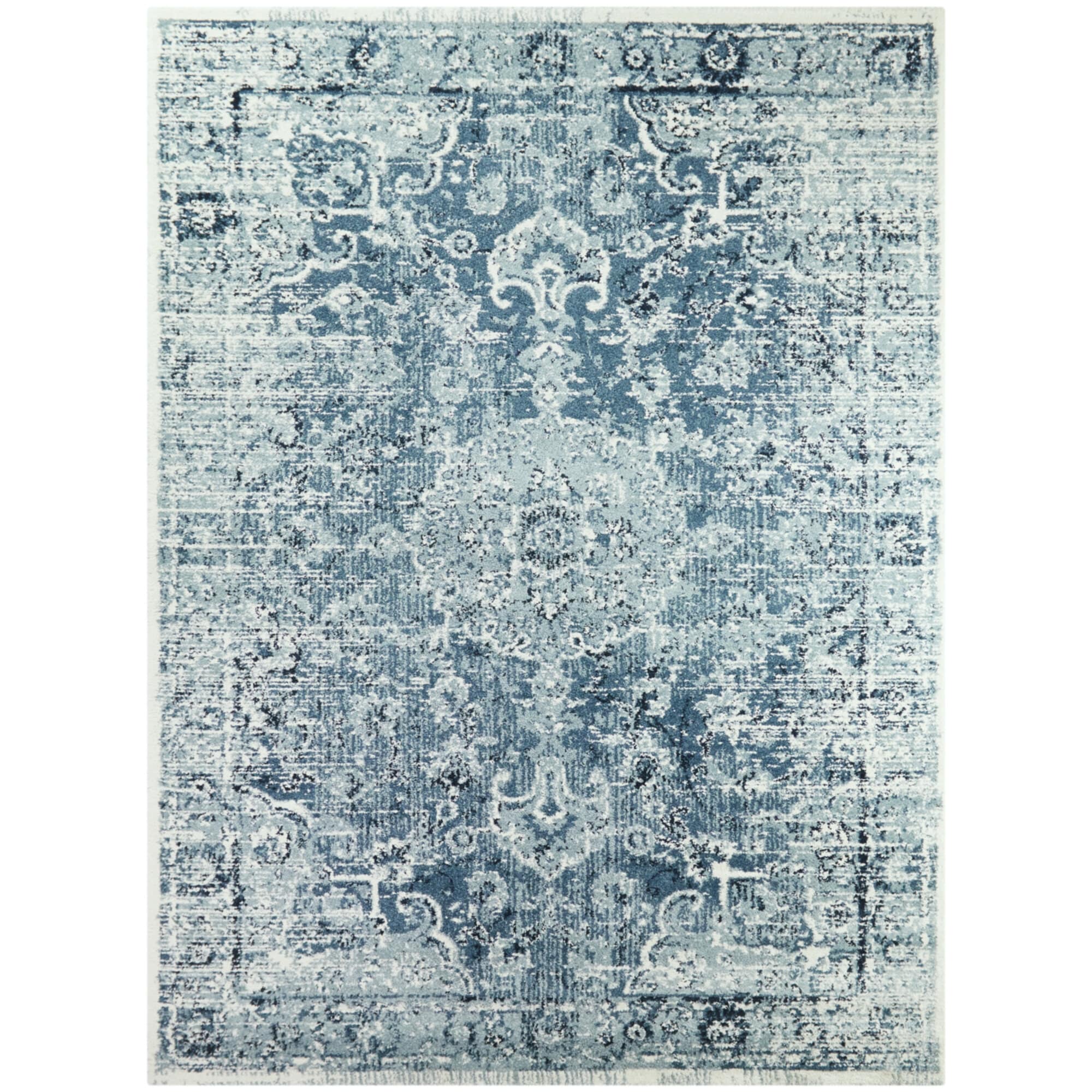 Balta 2 x 7 (ft) Loomed Blue Rectangular Indoor Distressed/Overdyed ...