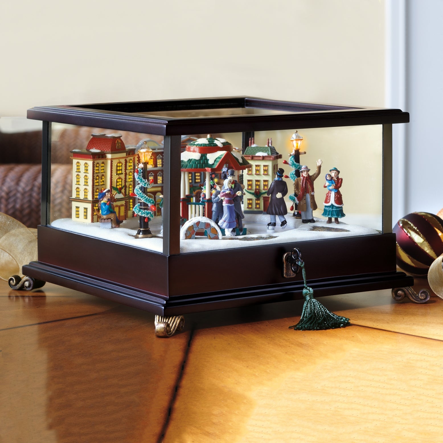Mr. Christmas Holiday Music Box - Skaters in the Christmas Decor ...