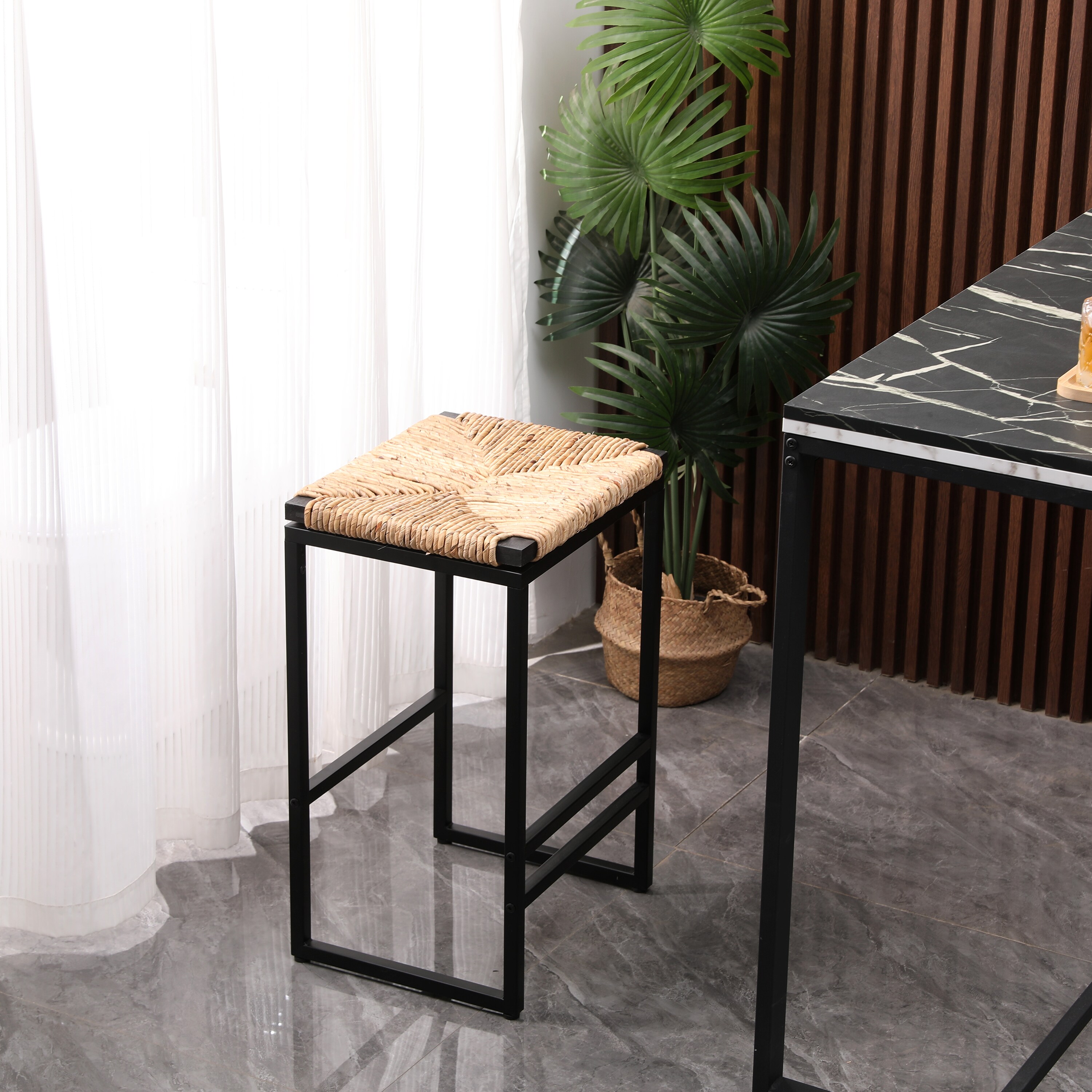 GDFStudio Aurelia Farmhouse Handwoven Water Hyacinth Counter Height Bar ...
