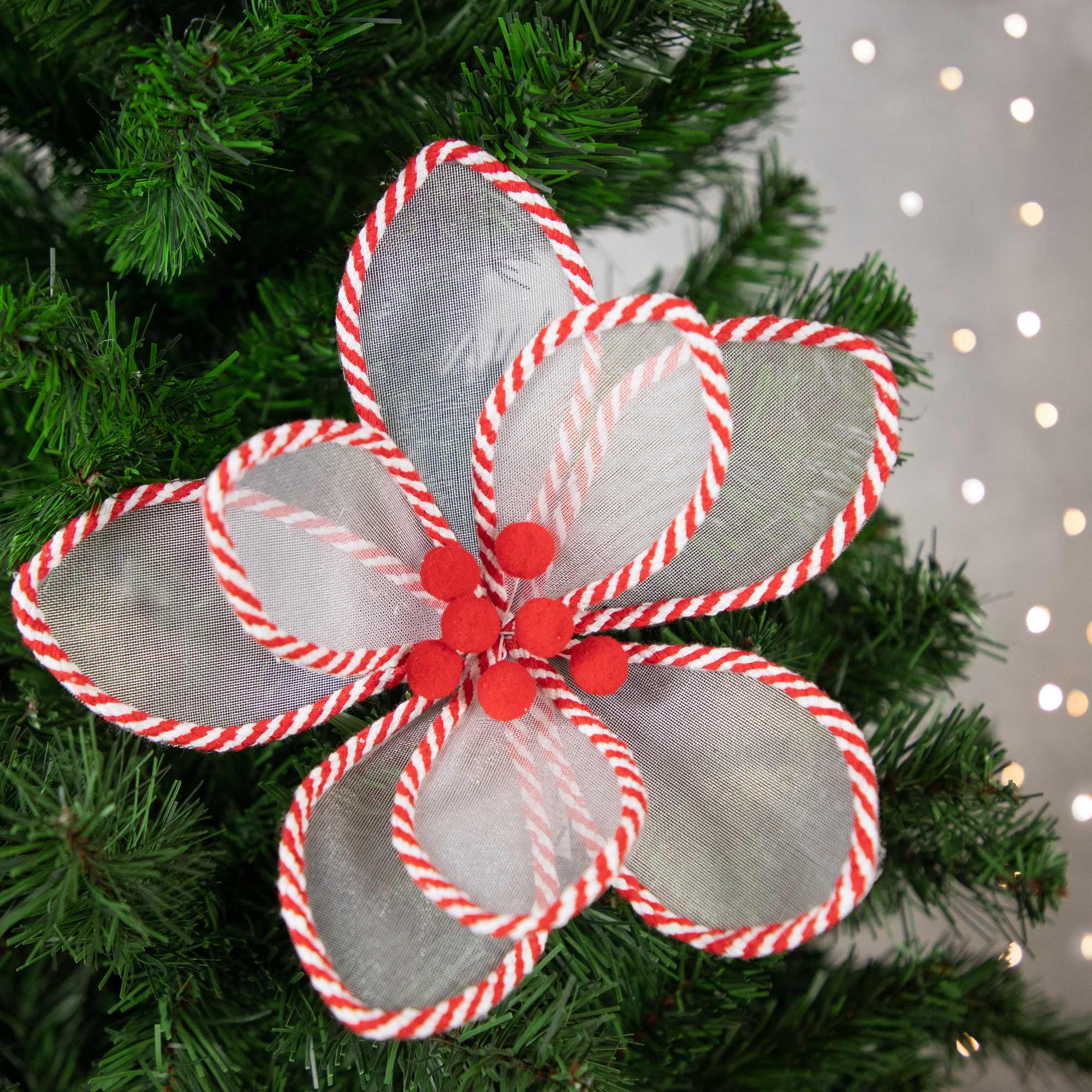 Northlight 22 inch Candy Cane Poinsettia Christmas Stem Spray in the ...