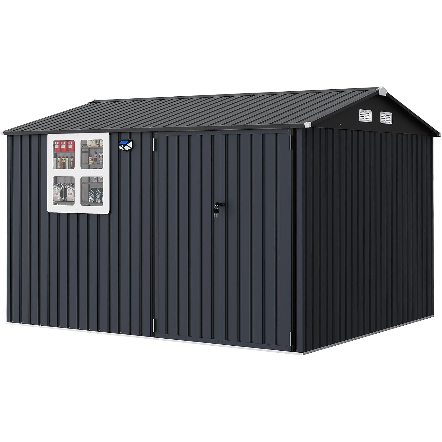 GAOMON 8x10 Ft Heavy-Duty Metal Storage Shed Galvanized Steel Utility ...