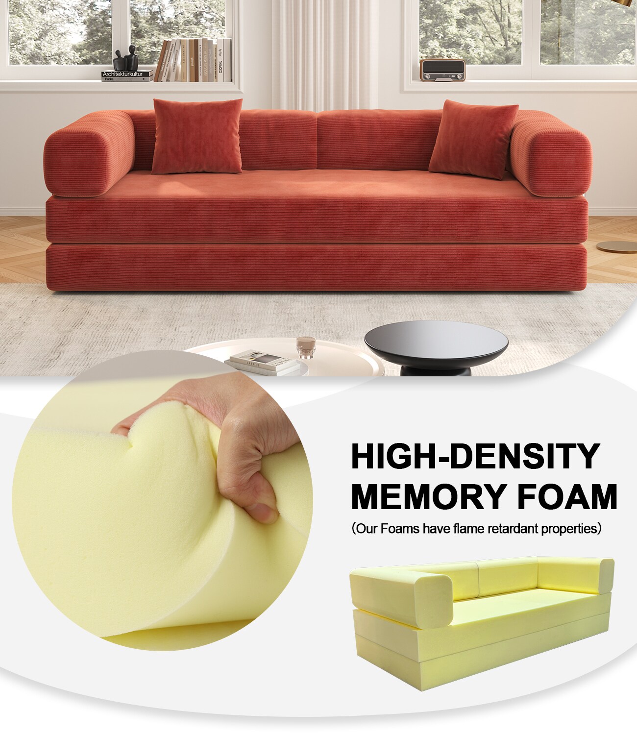LOVMOR 78.8inch Modular Sectional Sofa Convertible Pudding Block Sofa ...
