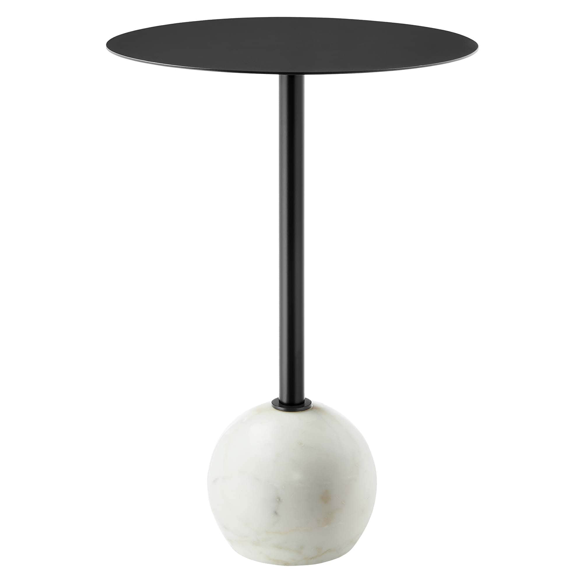 Modway Aliza Round White Marble Side Table in White Black in the End Tables department at Lowes.com