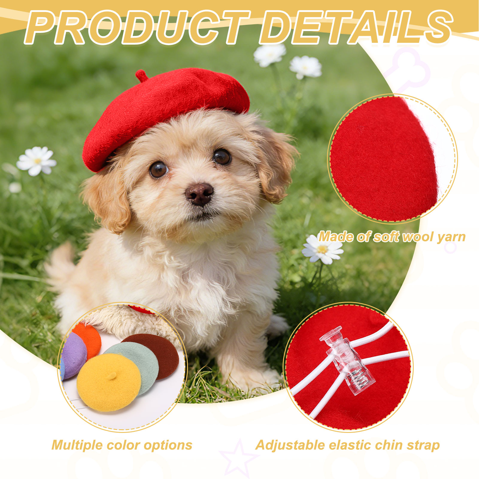 Unique Bargains Dog Beret Wool Hat 6inch Dog Hat Pet French Artist ...