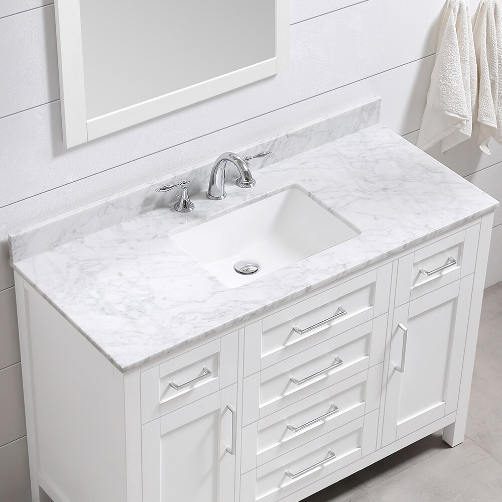 OVE Decors 48-in Pure White Undermount Double Sink Bathroom Vanity with ...
