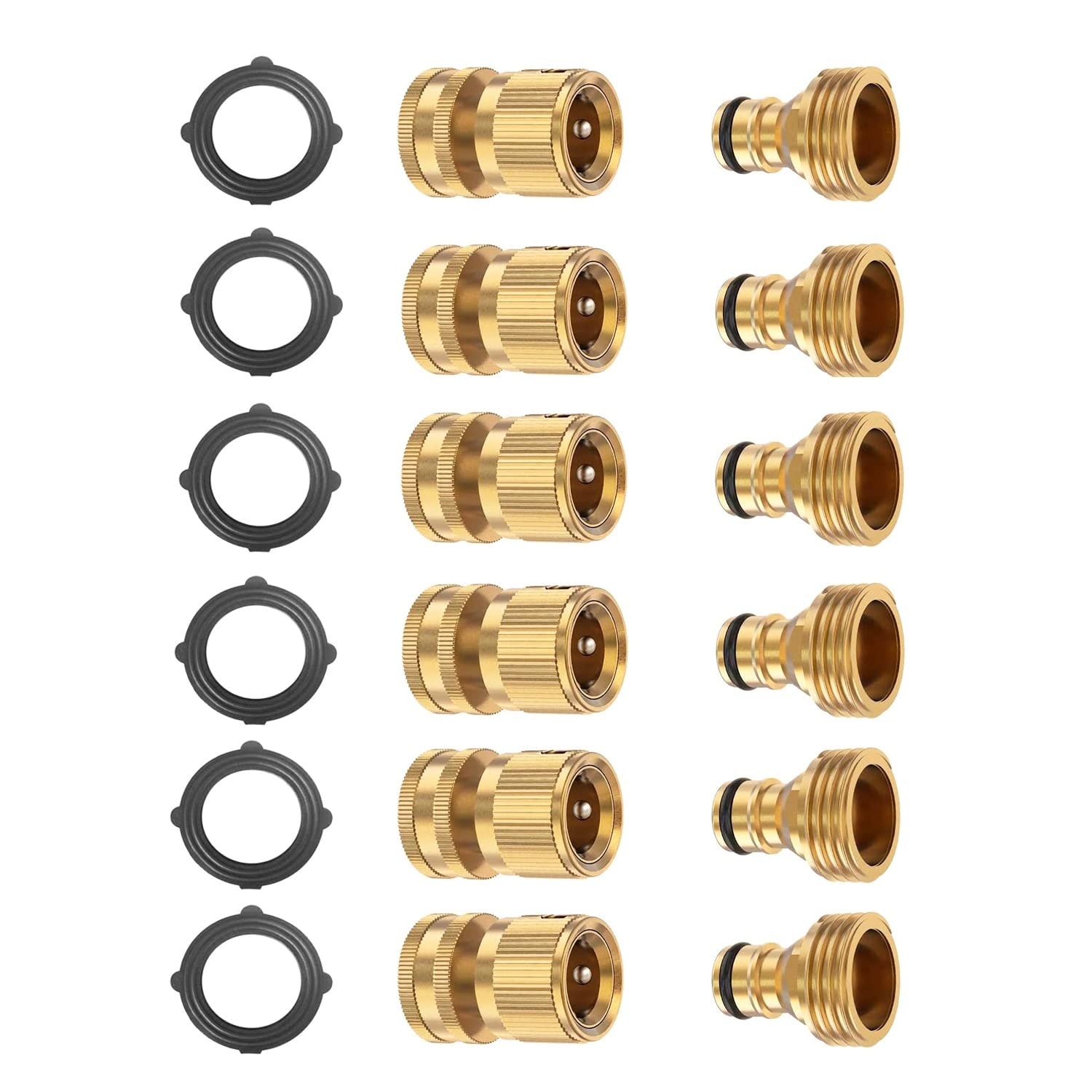 Justincity Solid Brass Garden Hose Quick Connector Set 3/4 Inch Thread ...