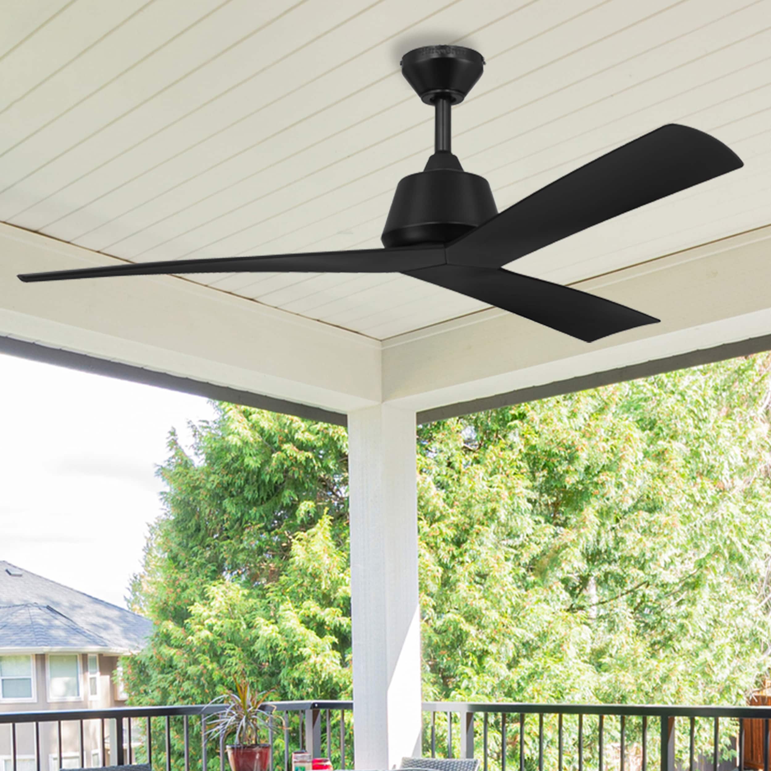 Harbor Breeze Stokes II Easy Install 52-in Matte black Indoor/Outdoor ...