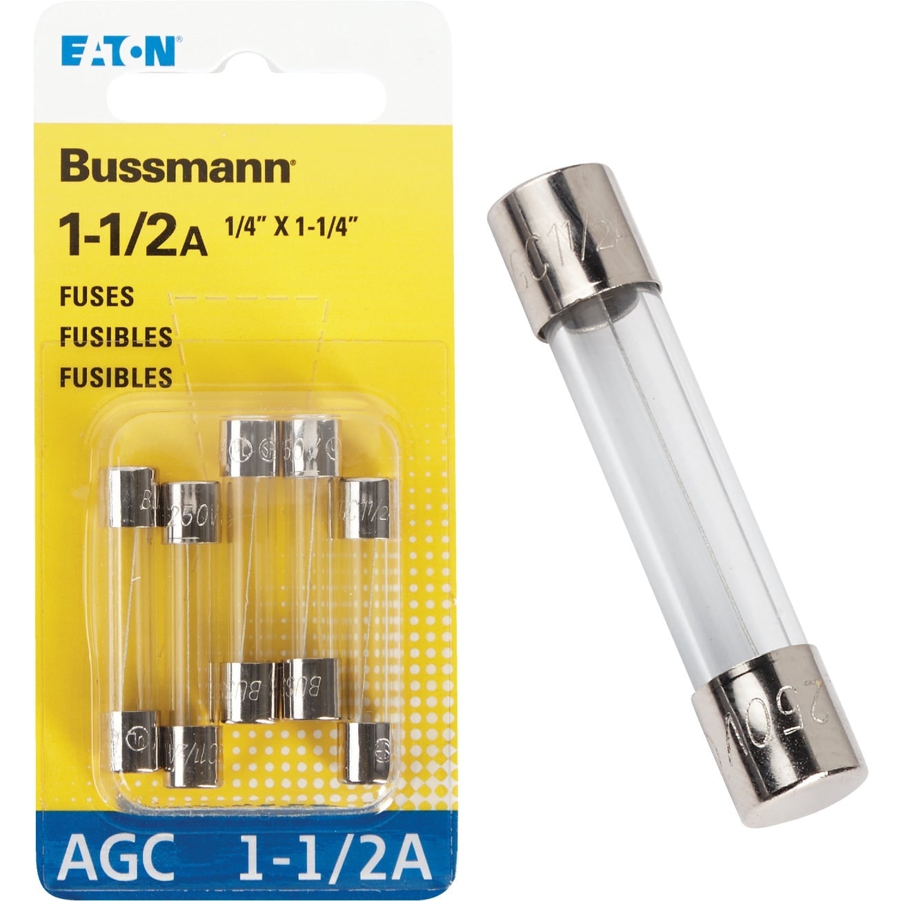 Bussmann 1.5 A 250 V AGC Fast-Acting Glass Fuse Pack of 7 in the Fuses ...