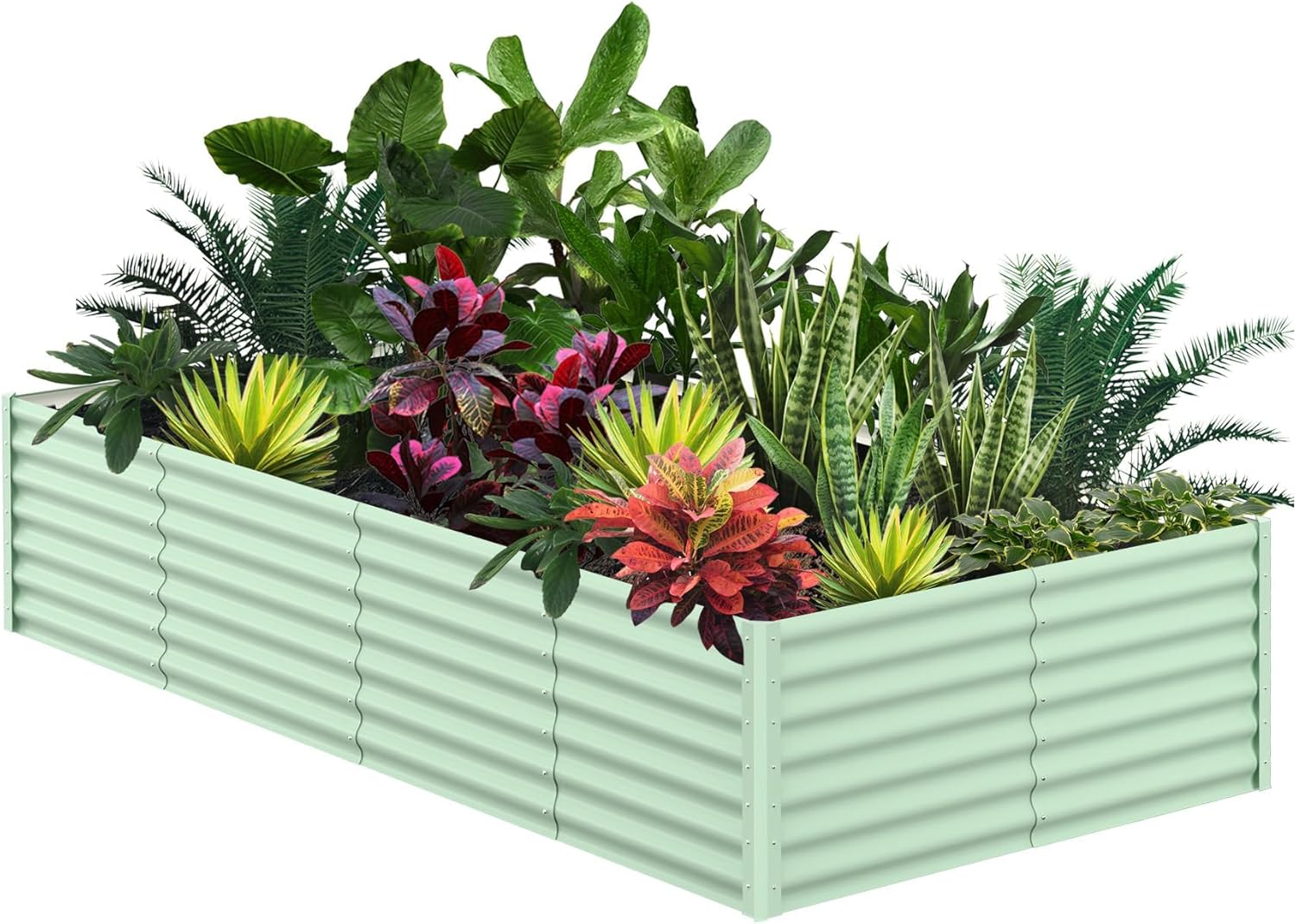 Garvee 8x4x2 FT Rectangular Steel Raised Garden Bed - Olive Green ...