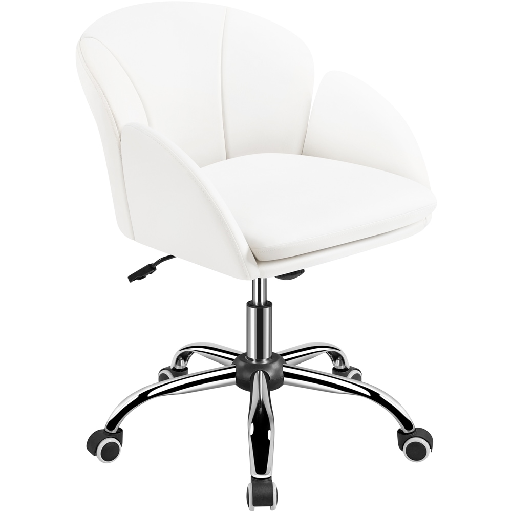 Yaheetech 23.6-in W Velvet Modern White Height-Adjustable Swivel ...