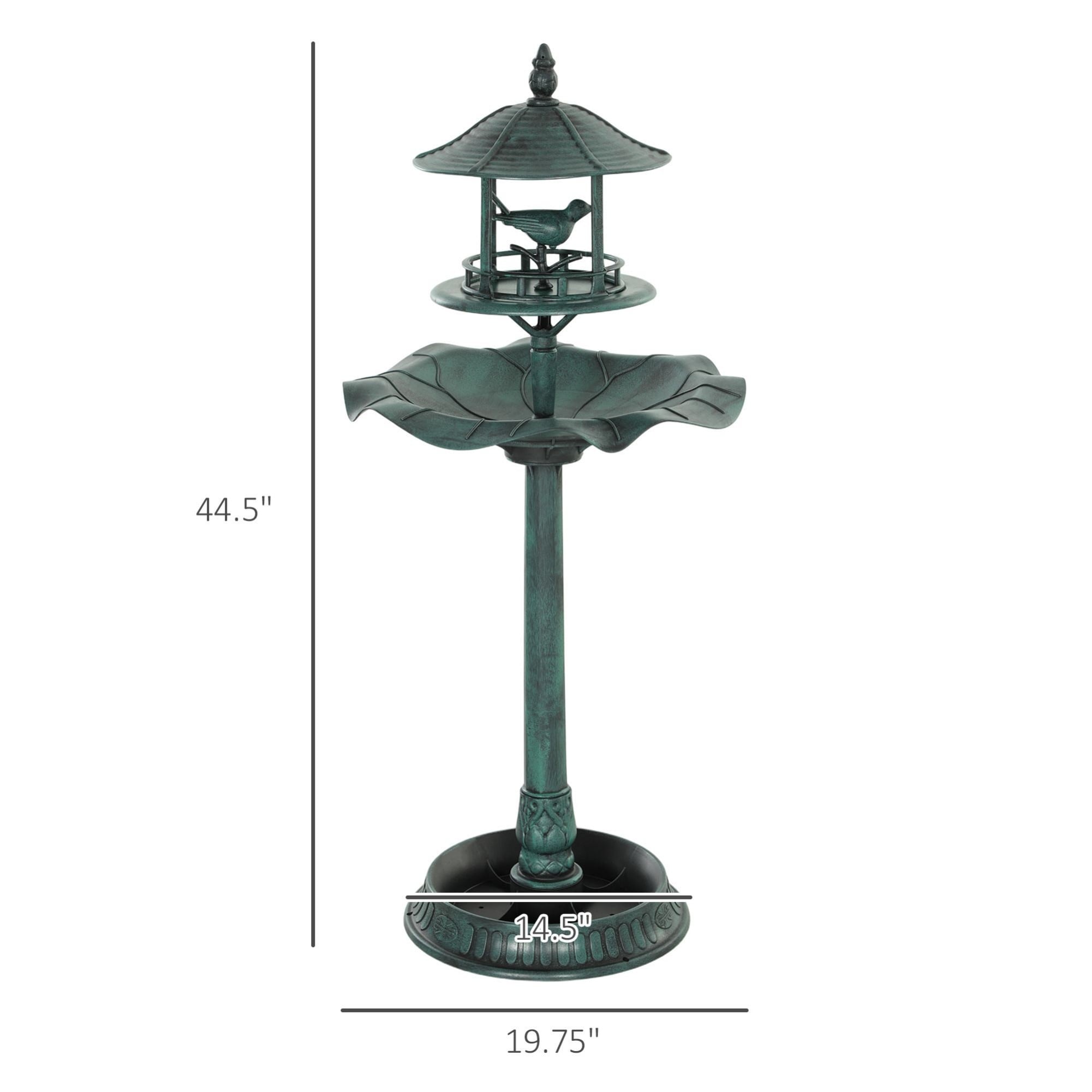 Wudkey 3 in 1 Garden Bird Bath Bowl Pedestal Green in the Birdbaths ...