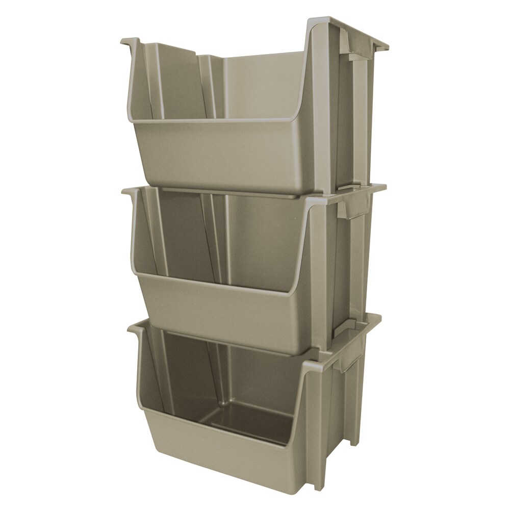 Blue Hawk (8-in W x 7.75-in H x 9.75-in D) Bronze Plastic Stackable Bin ...