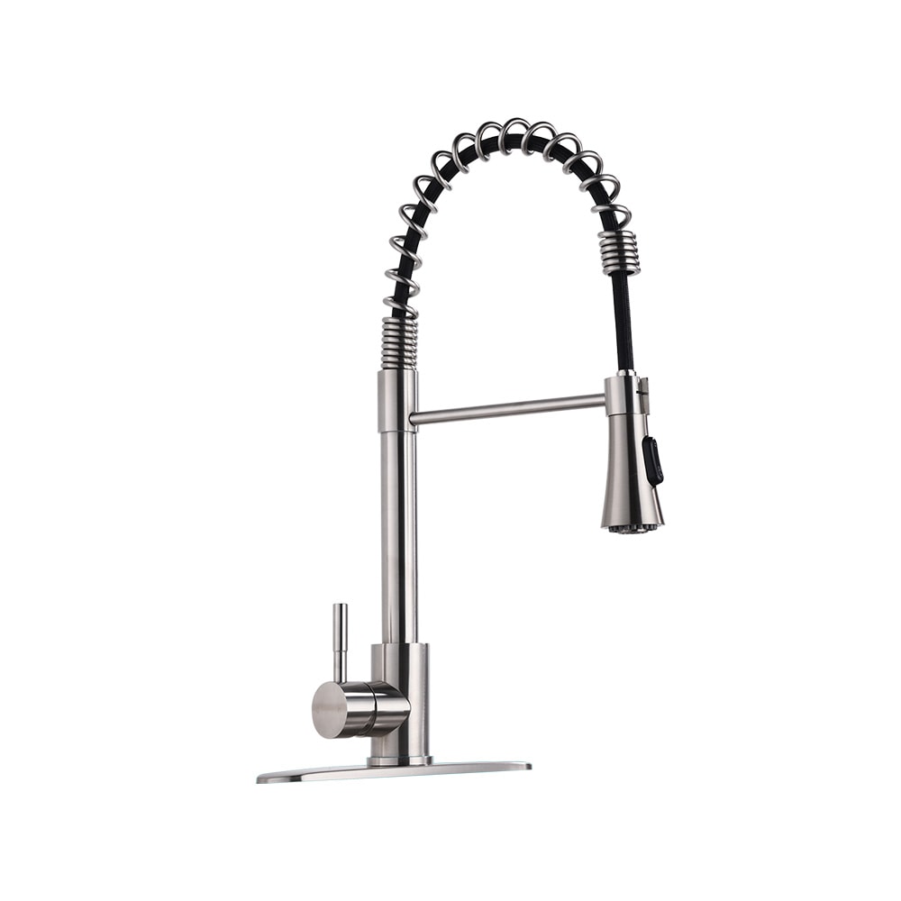 EQLOO Pull Down Kitchen Faucet Brushed Nickel High Arc 2 Function ...