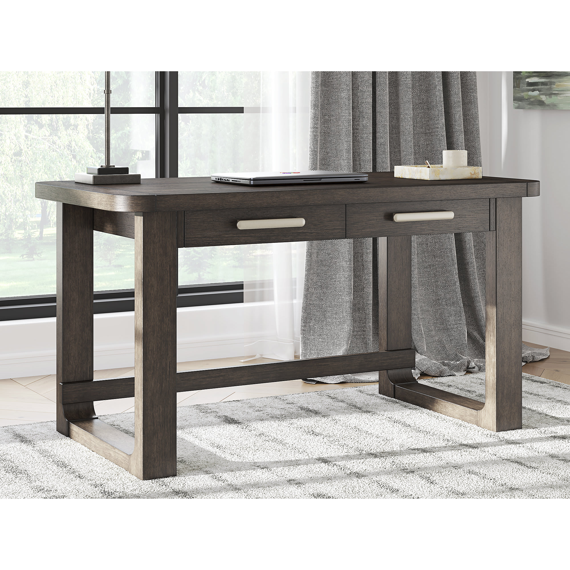 Signature Design by Ashley Breckington Dark Brown Wood Tone Home Office ...