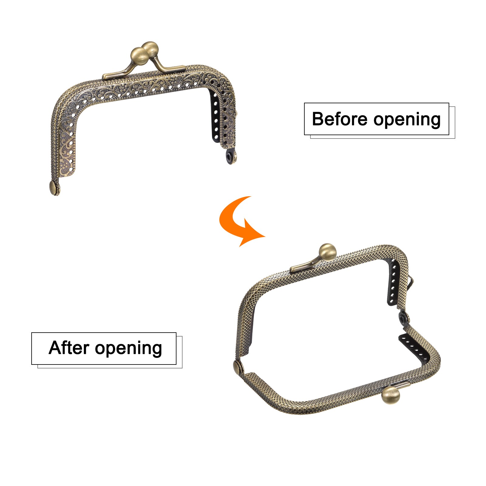 Unique Bargains 5pcs Metal Purse Frames 3.35-Inch Kiss Lock Clasp Frame ...