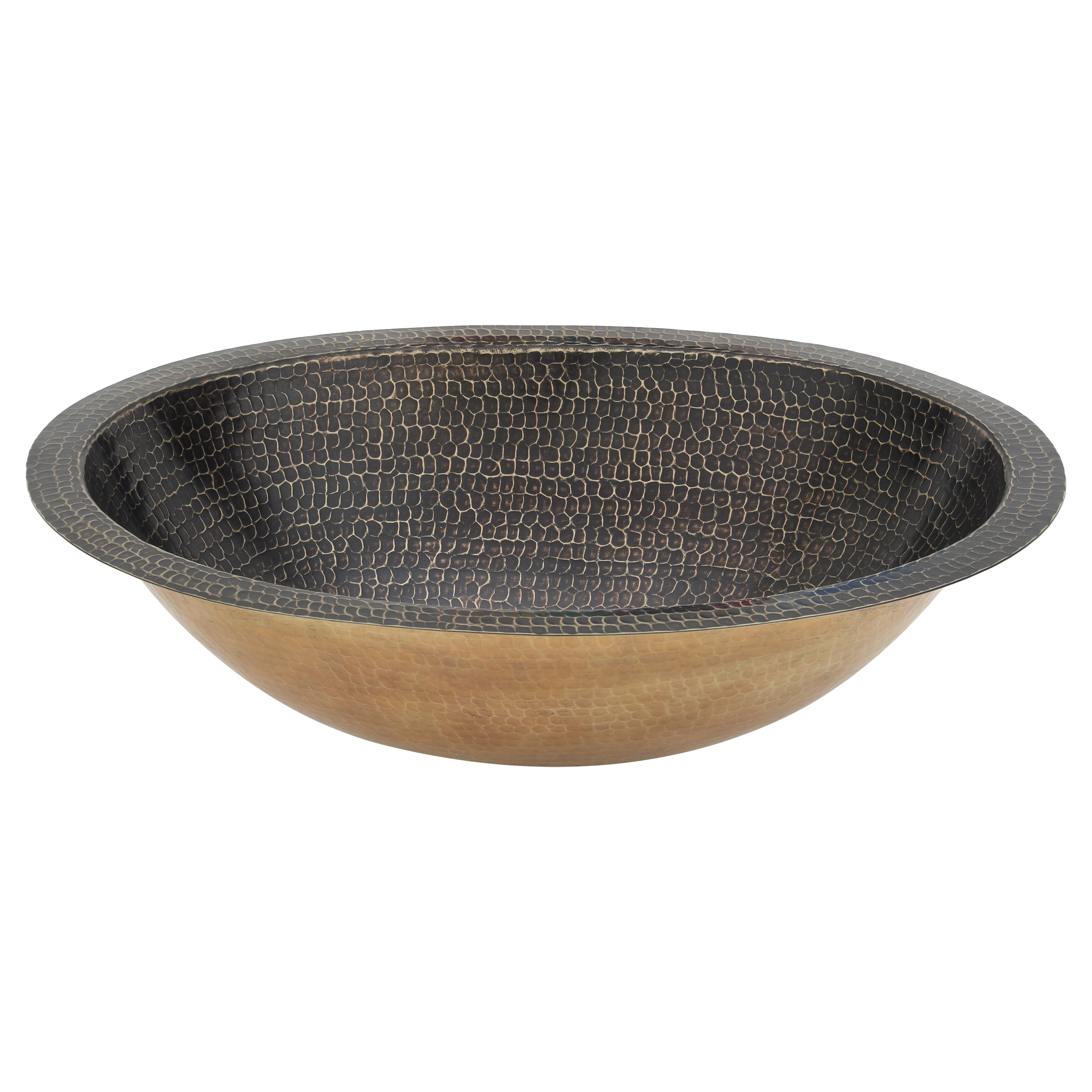 PREMIER COPPER PRODUCTS Brass 19-in Drop-in or Undermount Oval Rustic ...
