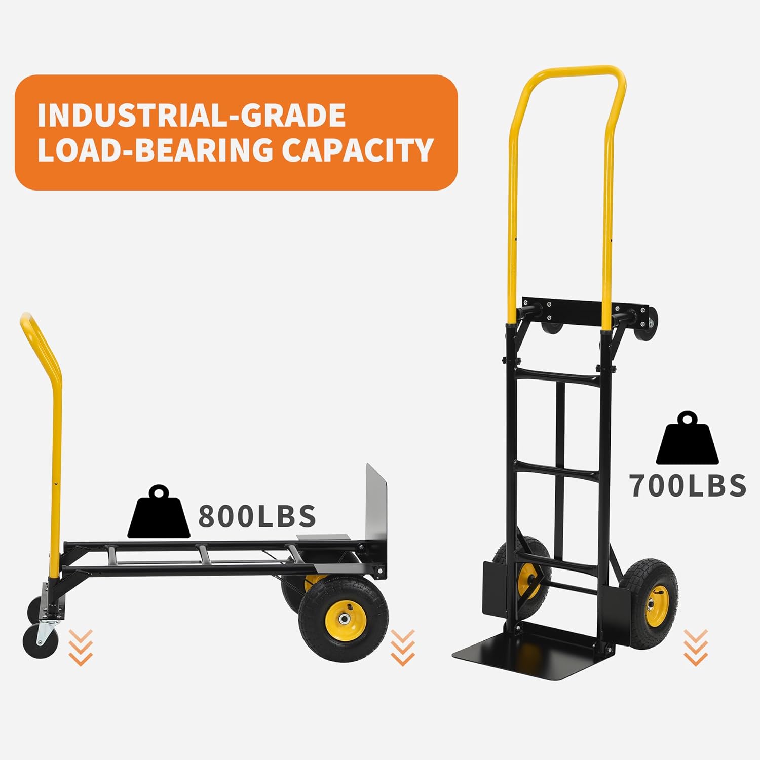 Qeetex 2in1 Convertible Hand Truck Heavy Duty Hand Cart Dolly 800LB ...