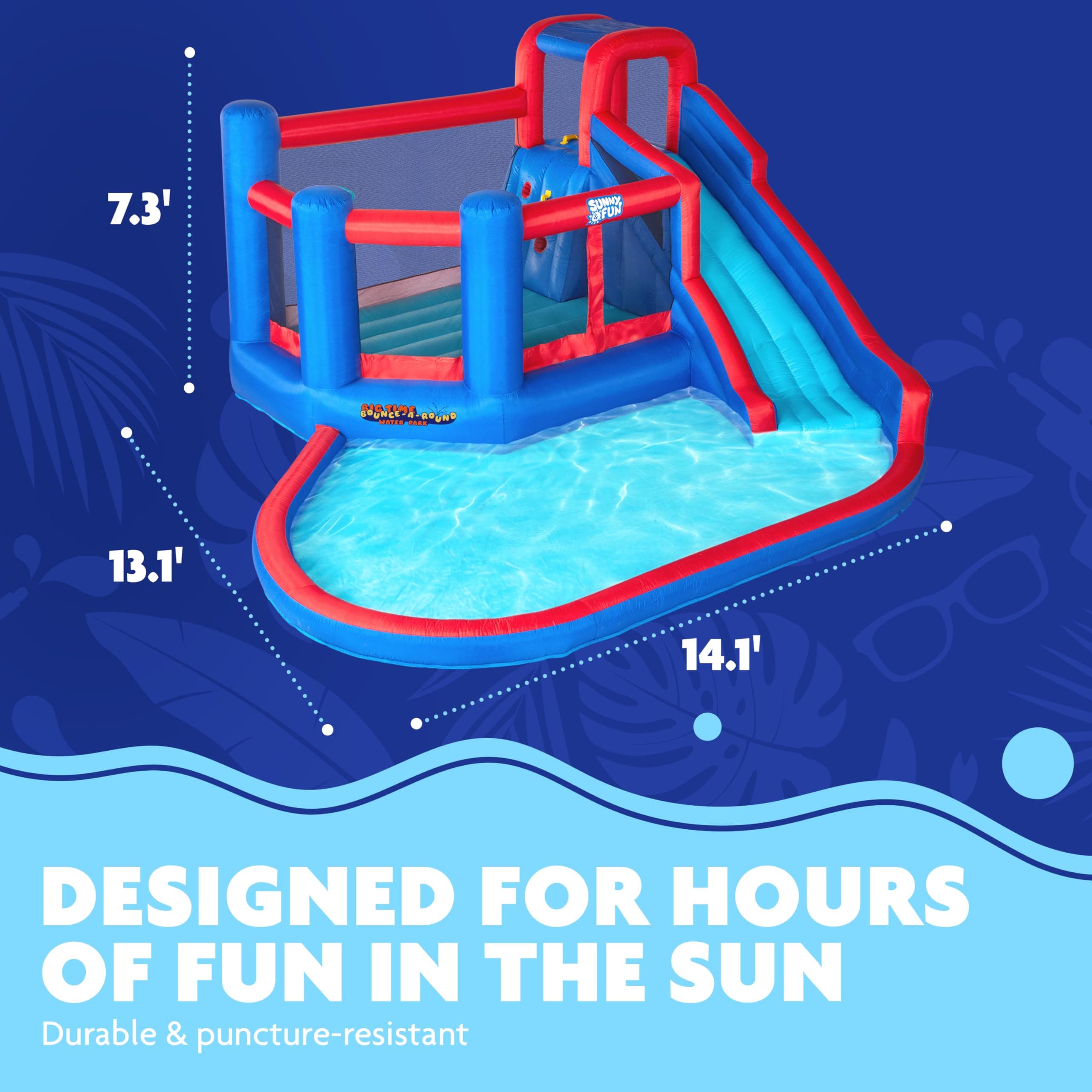 Sunny & Fun Big Time Bounce-A-Round Inflatable Water Slide Park with ...