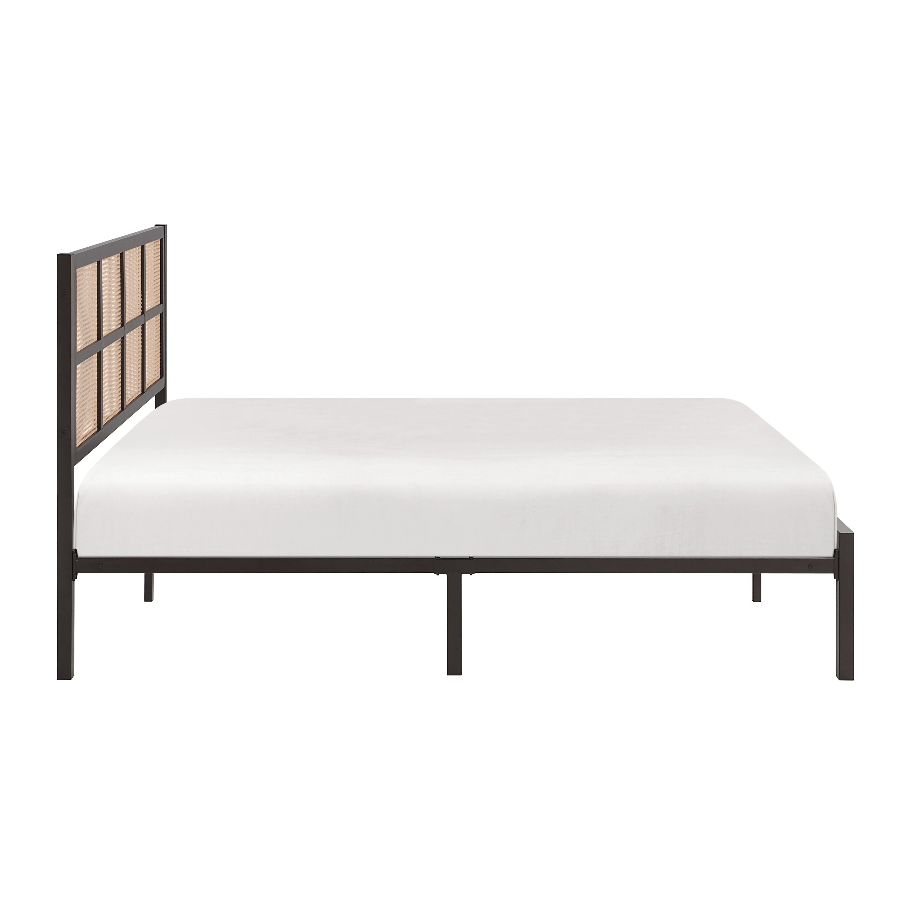 Blisstyle 1pc Queen Platform Bed Metal Frame Dark Bronze Finish Faux ...