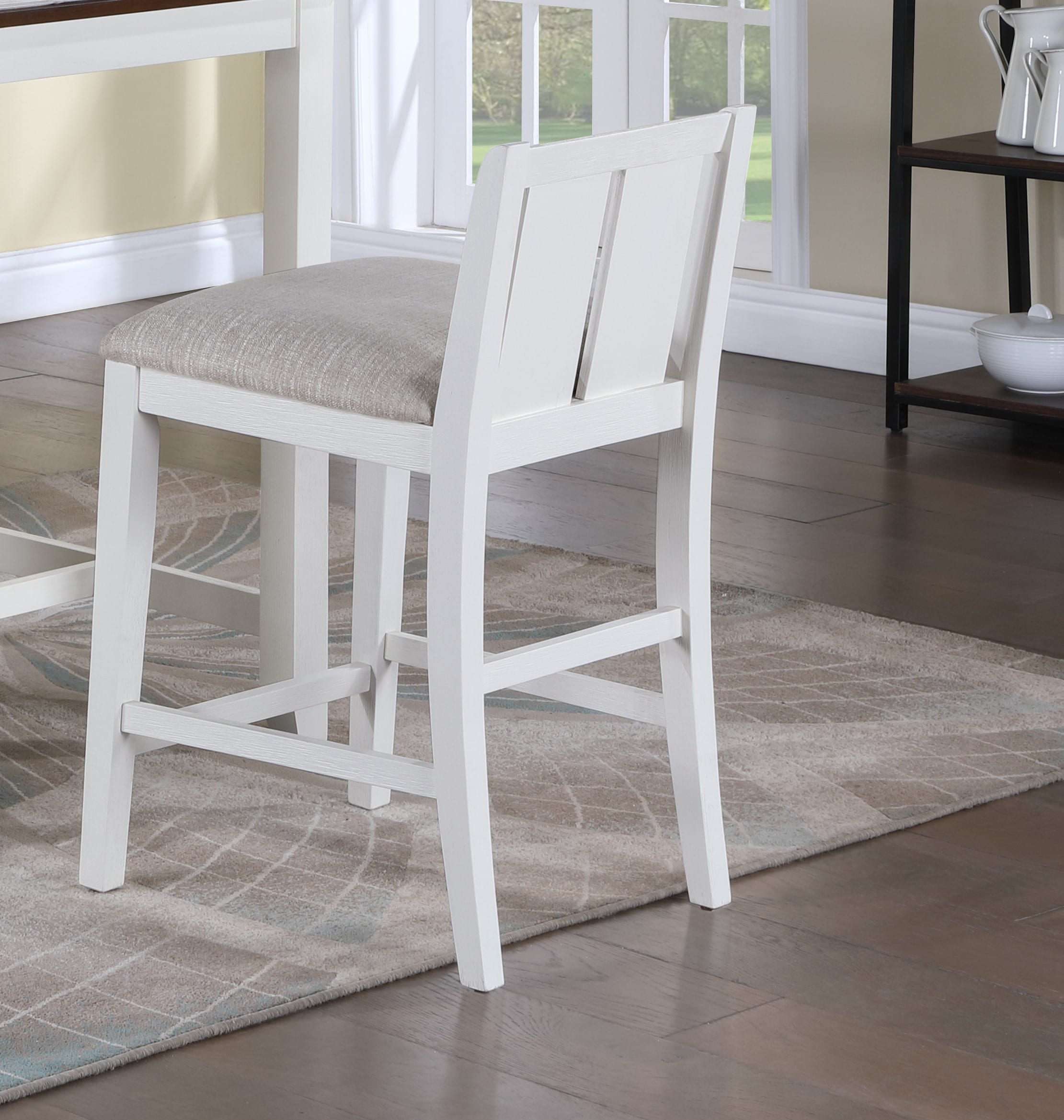 Blisstyle Graham Set of 2 White Finish Upholstered Seat 20 Inch Counter ...