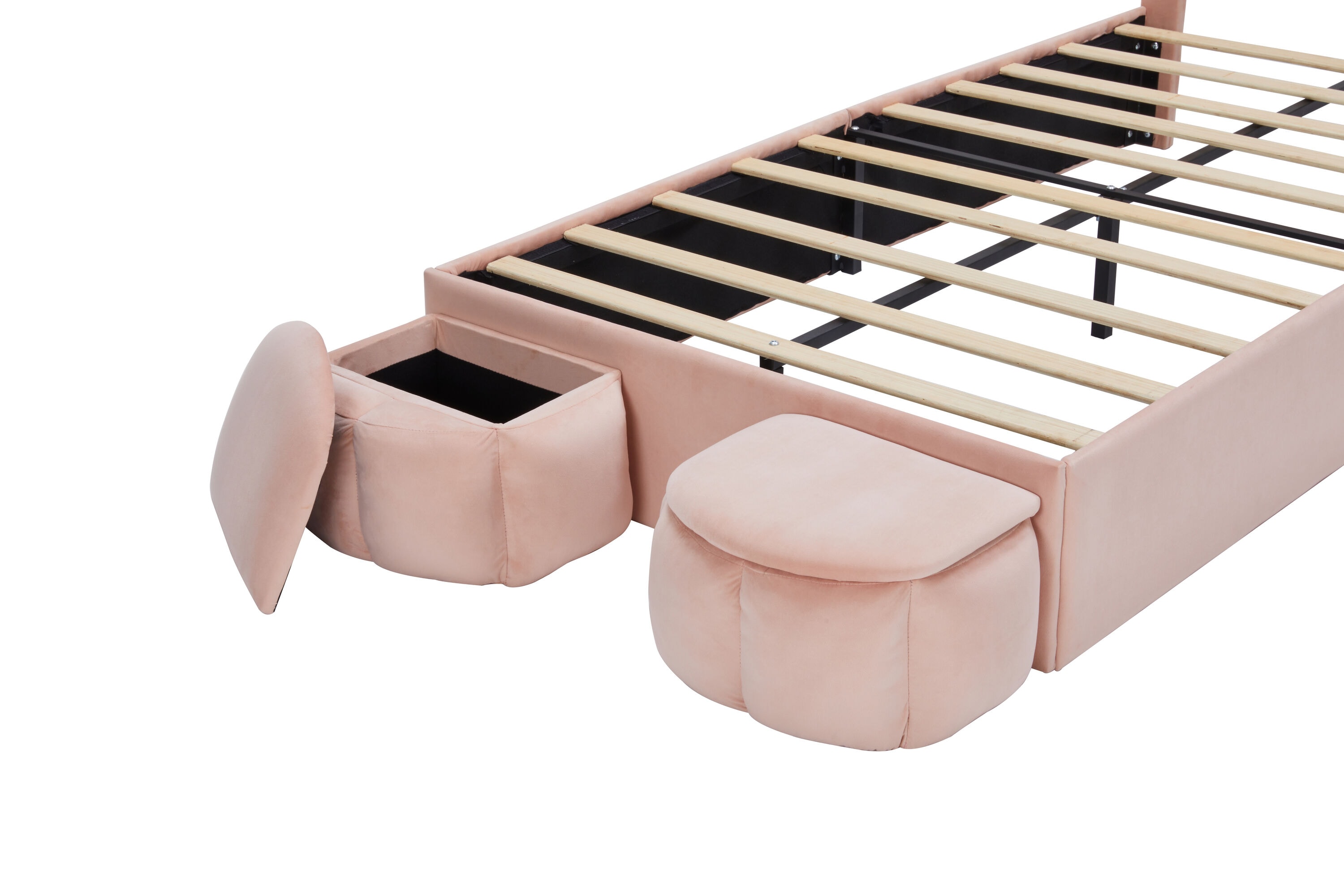 LOVMOR Twin Size Upholstered Platform Bed Frame Cartoon Bear Ears ...