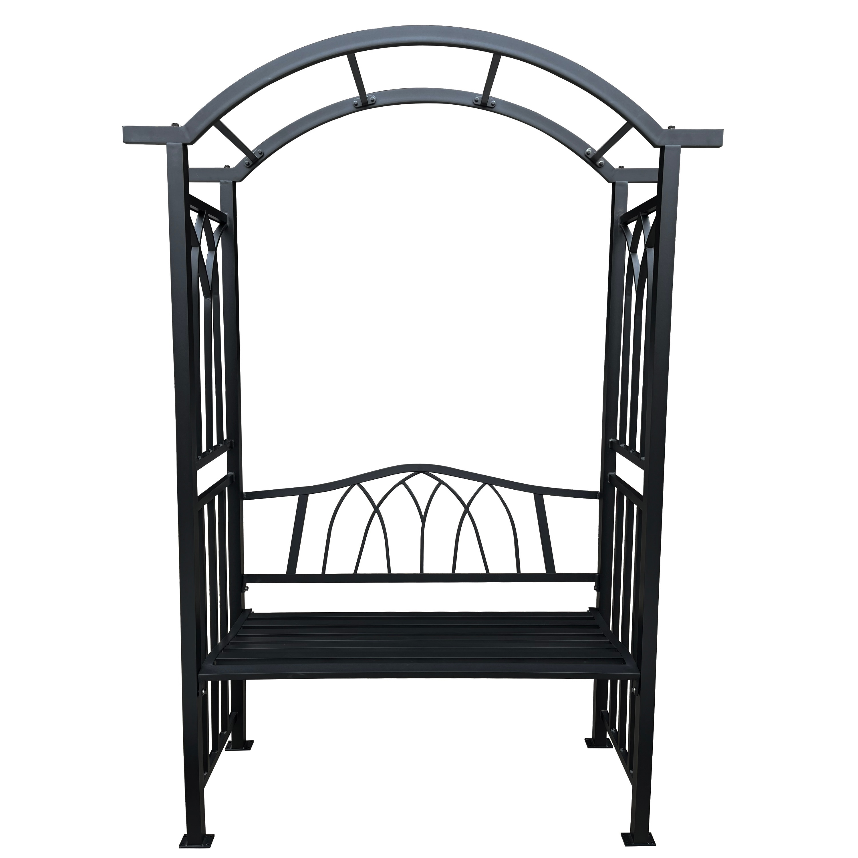 Oakland Living 4.92-ft W x 7.15-ft H Arched Black Extruded aluminum ...