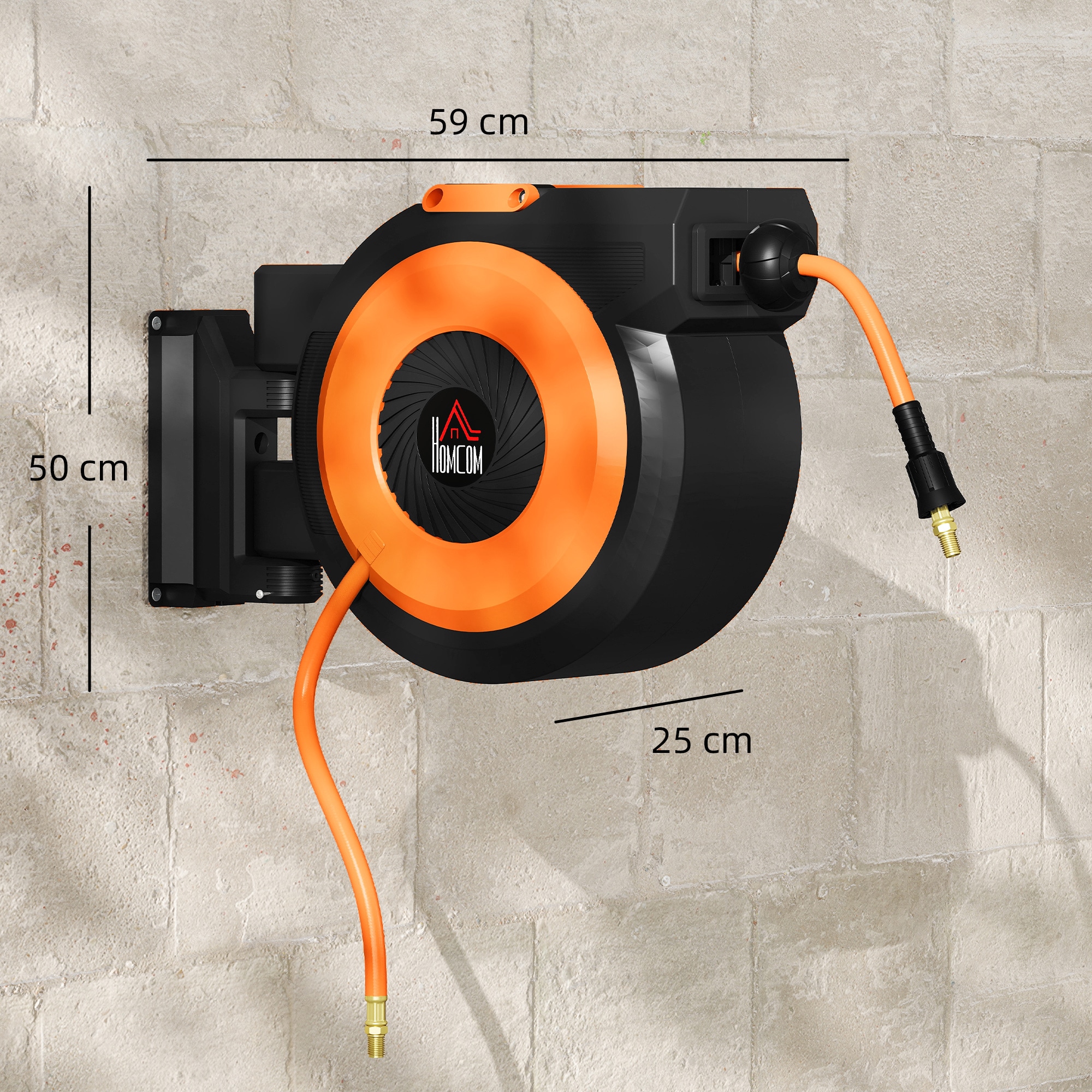 Justincity Retractable Air Hose Reel automatic rewind prevents kinks 3/ ...