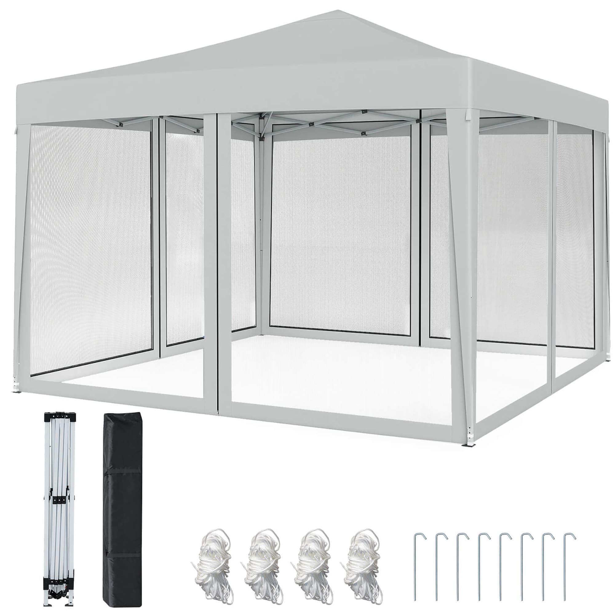 Costway 10-ft x 10-ft Square Beige Pop-up canopy in the Canopies ...