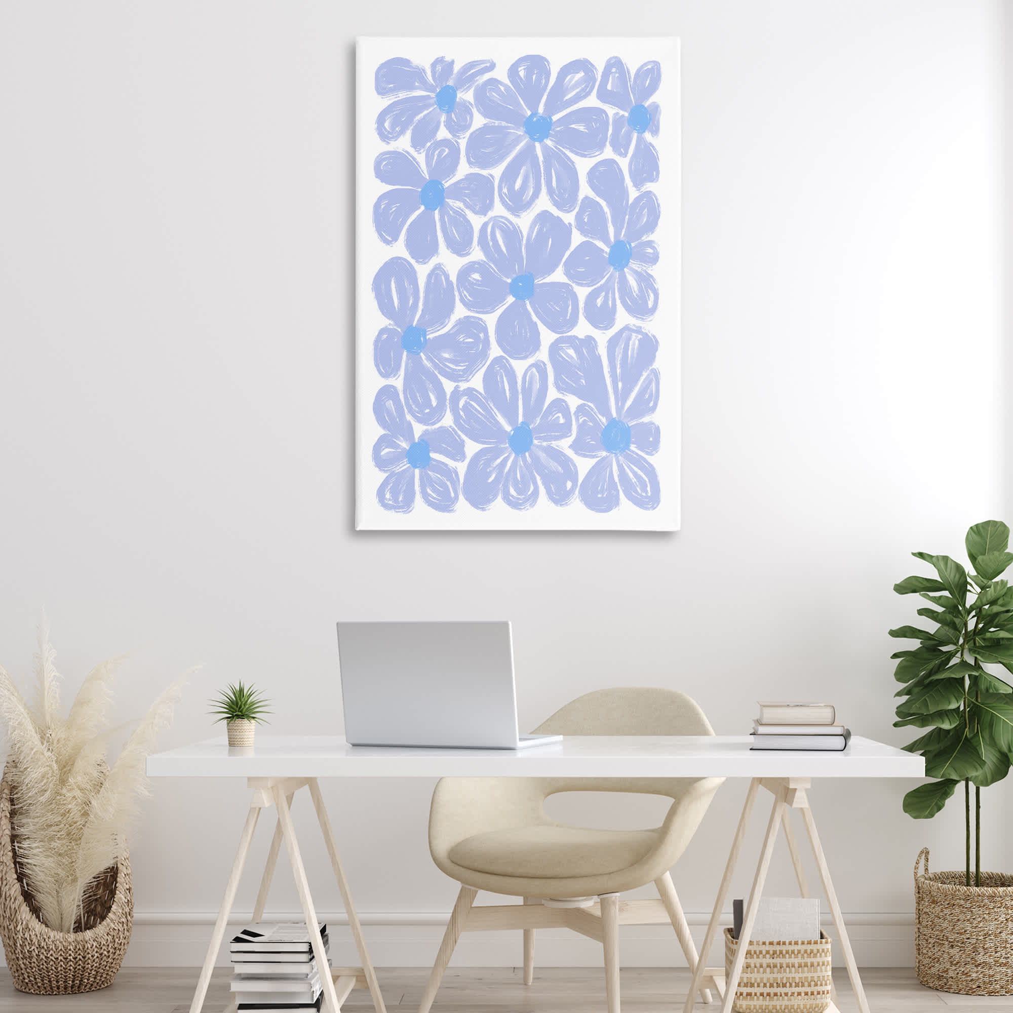 Stupell Industries Blue Blooms Patterned Canvas Wall Art By Martina ...