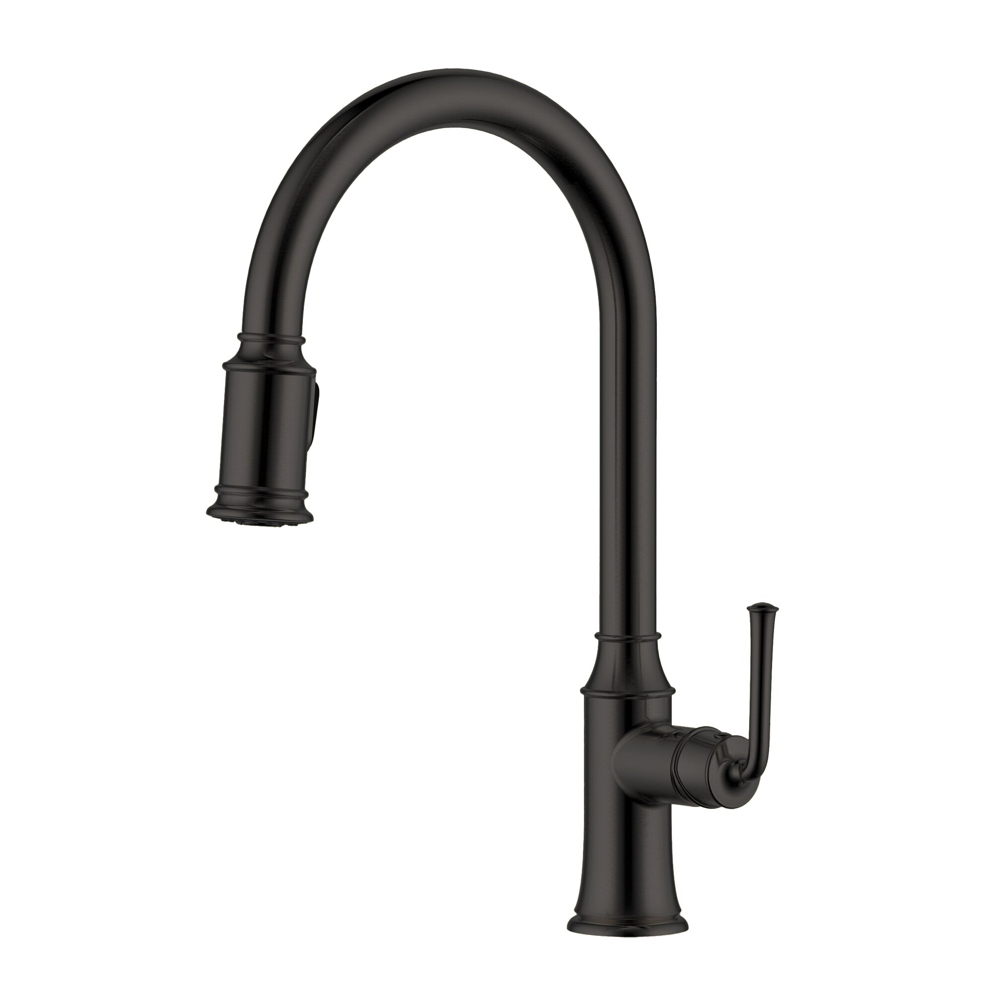 Ruvati Matte Black Single Handle Deck-mount Pull-down Kitchen Faucet ...