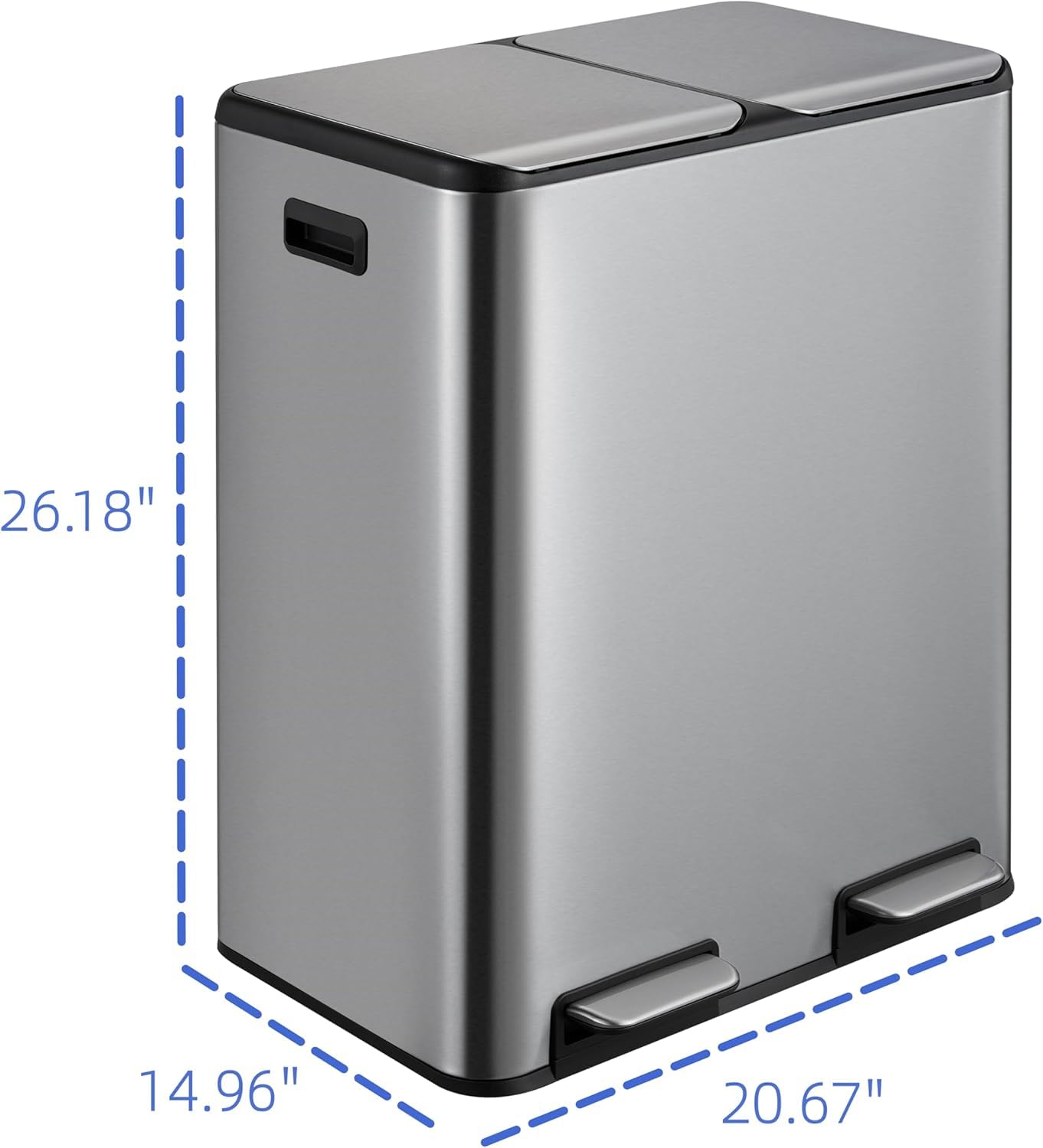 IdealHouse 60 L 16 gal Rectangular Hands Free Dual Compartment ...