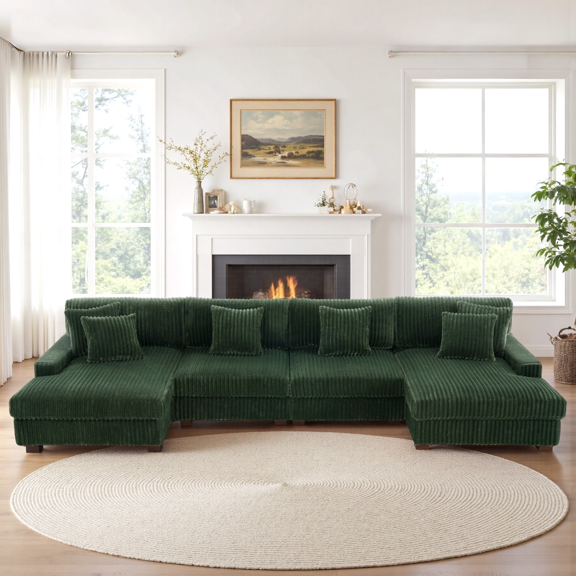 Dreamsidea Sectional Sofa 150-in W U Shaped 3-Seaters Modular Sofa with ...