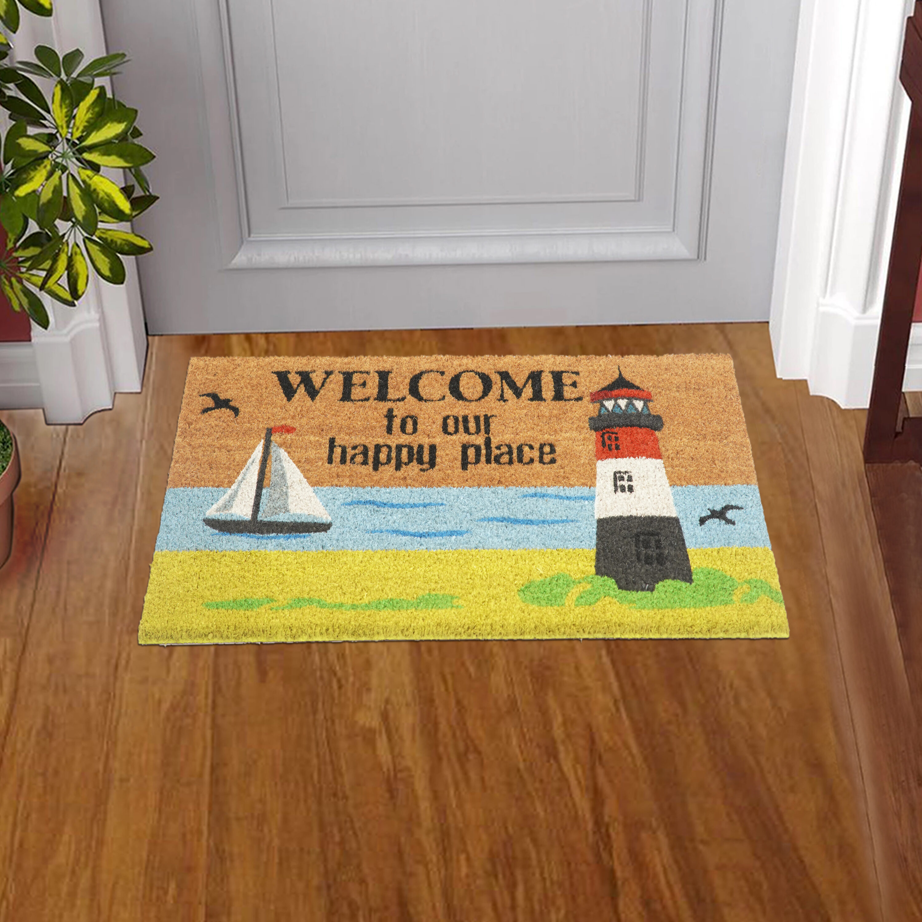 Style Selections 18-in x 30-in Natural Coir Non-Slip Grip Indoor or ...
