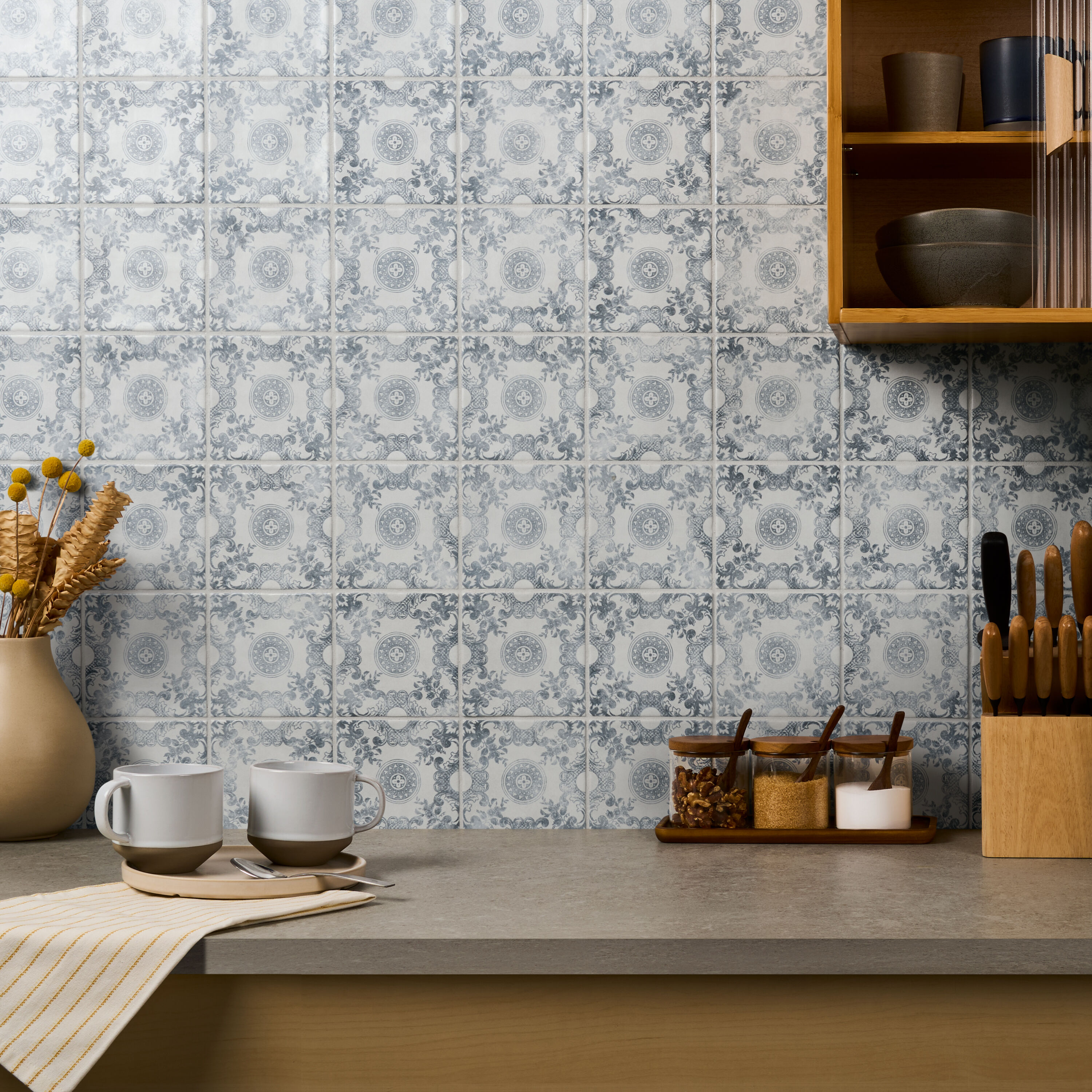 Artmore Tile Paula Purroy Reverie Cala Blue 5-in x 5-in Matte Ceramic ...