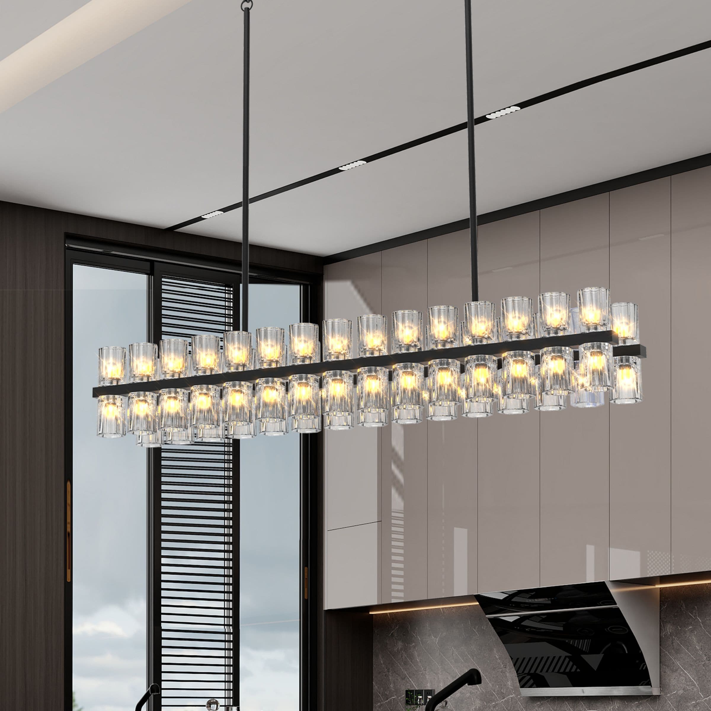 LIVIZA 60 -Light Black Modern/contemporary Linear Large Hanging Pendant ...