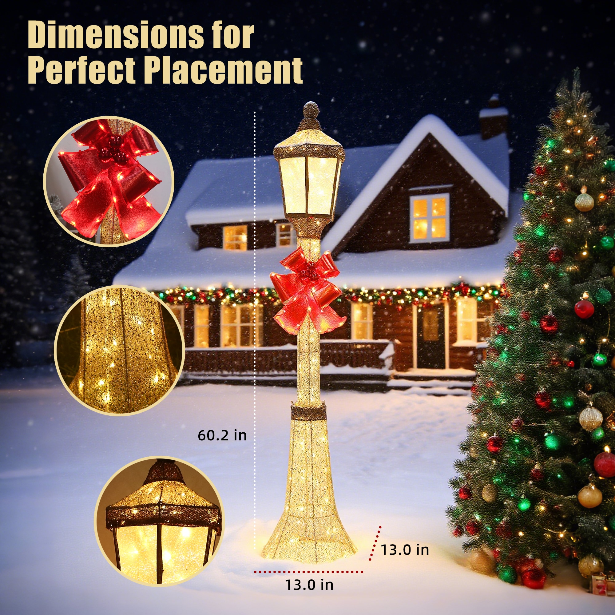 Starfree 60.01-in Freestanding Lamp post Yard decoration with White LED ...