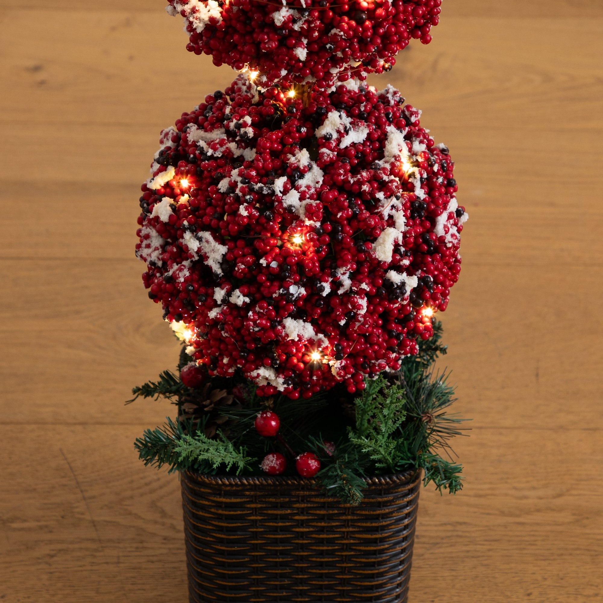 Nearly Natural 2.6-ft Pre-lit Red Artificial Christmas Tree with Clear ...