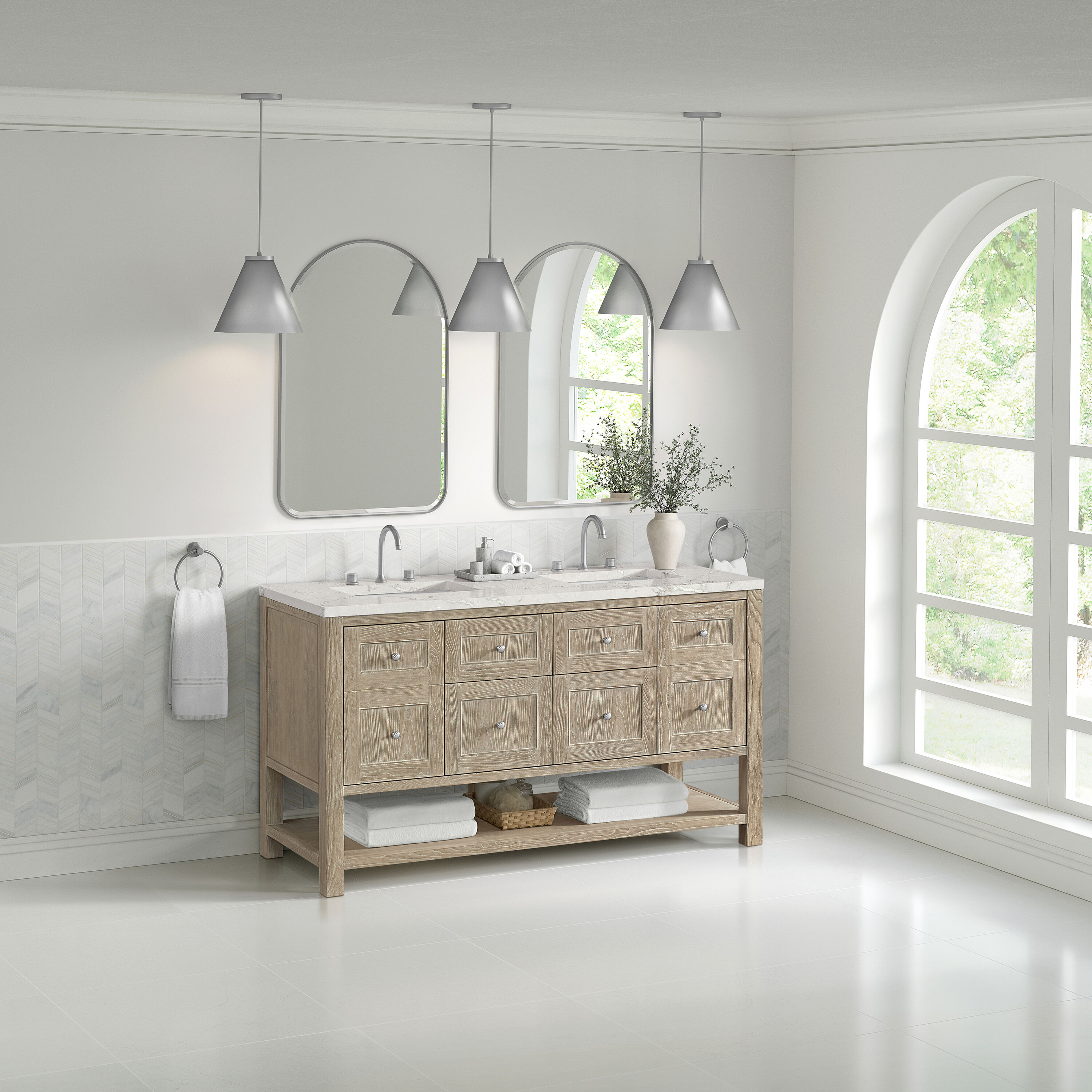 James Martin Vanities Breckenridge 60-in Whitewashed Oak Undermount ...